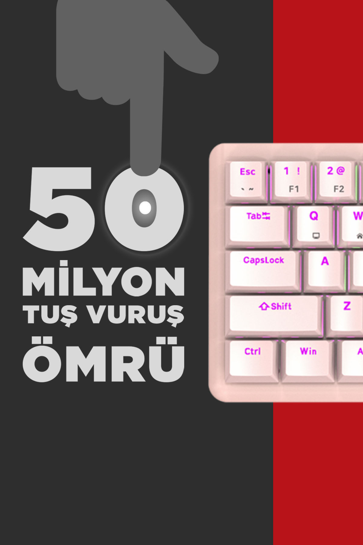 Rampage REBEL Pembe US Layout Rainbow Low Profile BLUE SWITCH Mekanik ...