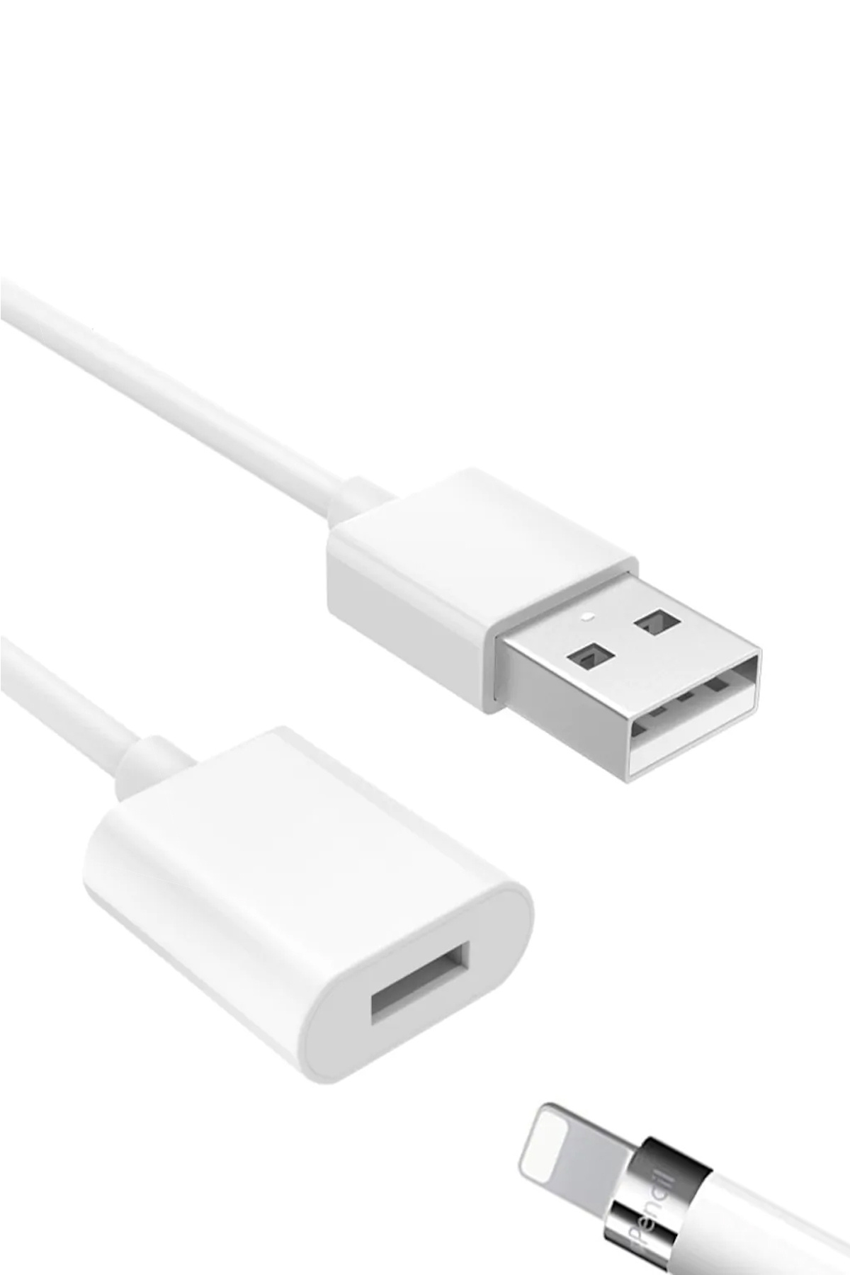 Microcase Apple Pencil Uzatma Adaptör Kablo 8 Pin To Usb - Beyaz AL4074 ...