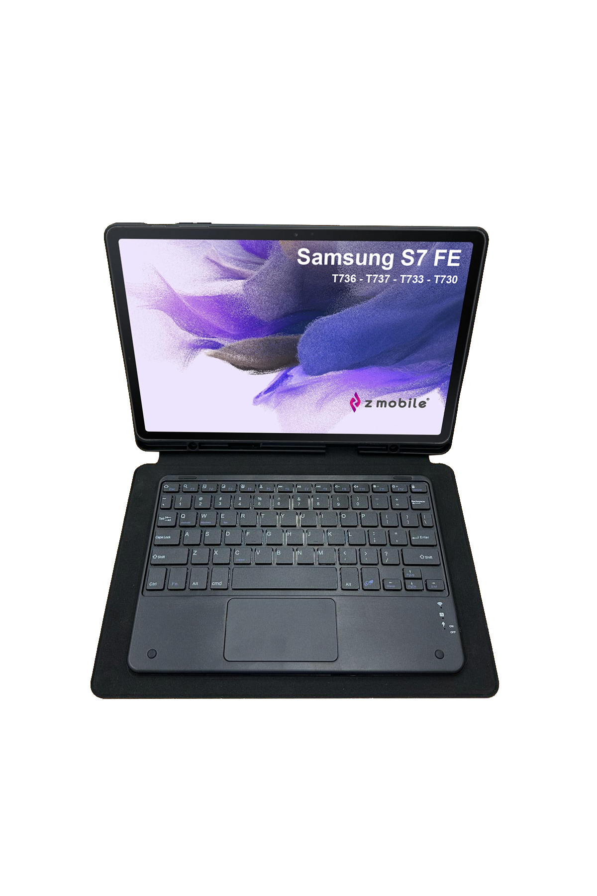 ZMOBILE Samsung Galaxy Tab S7 FE LTE 12.4” T737 T736 T733 Klavyeli Kılıf Touch Pad Yatay Standlı ...