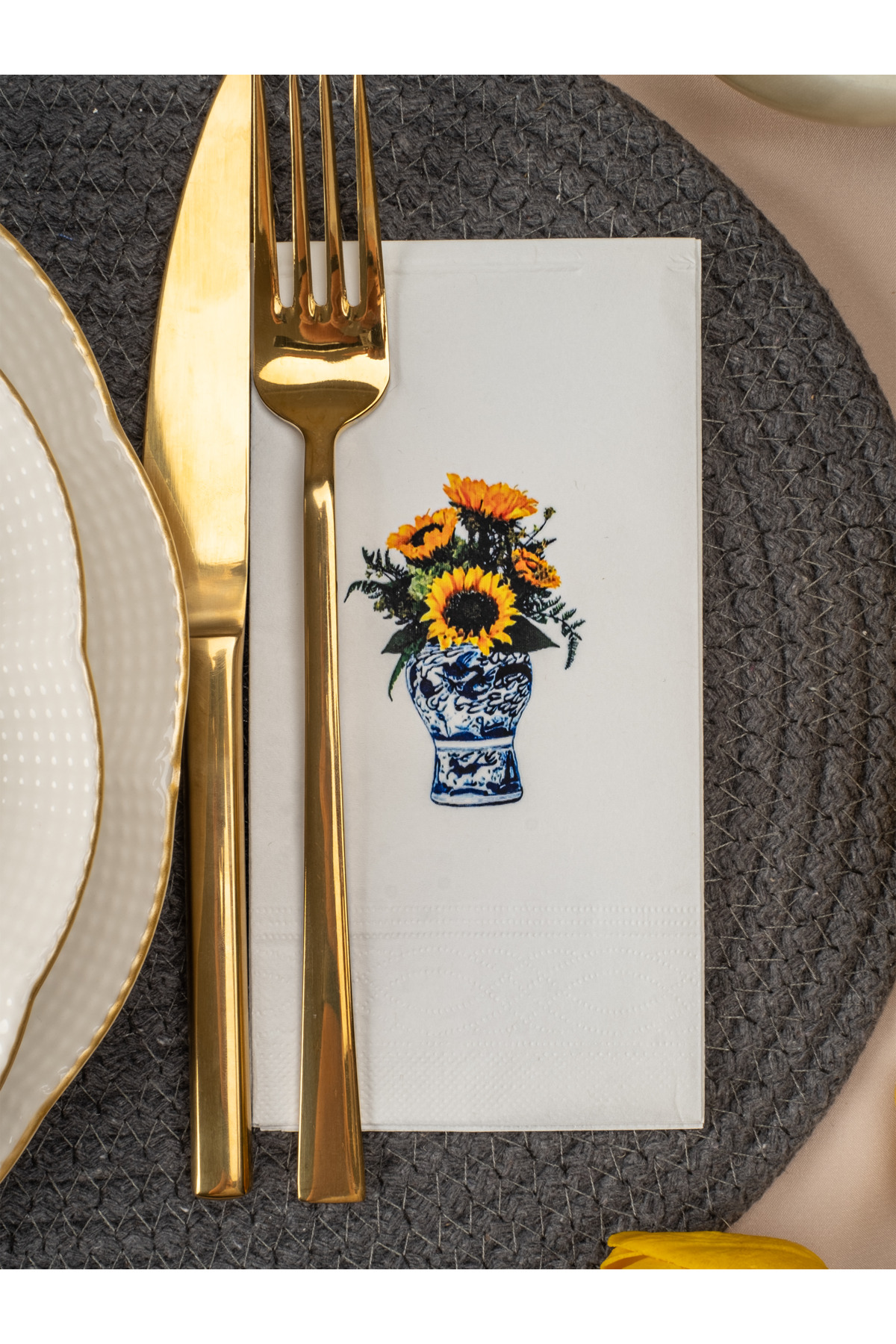 Rima Tasarım Sunflowers Bleu Blanc Sunum Peçetesi 20li - Fiyatı, Yorumları