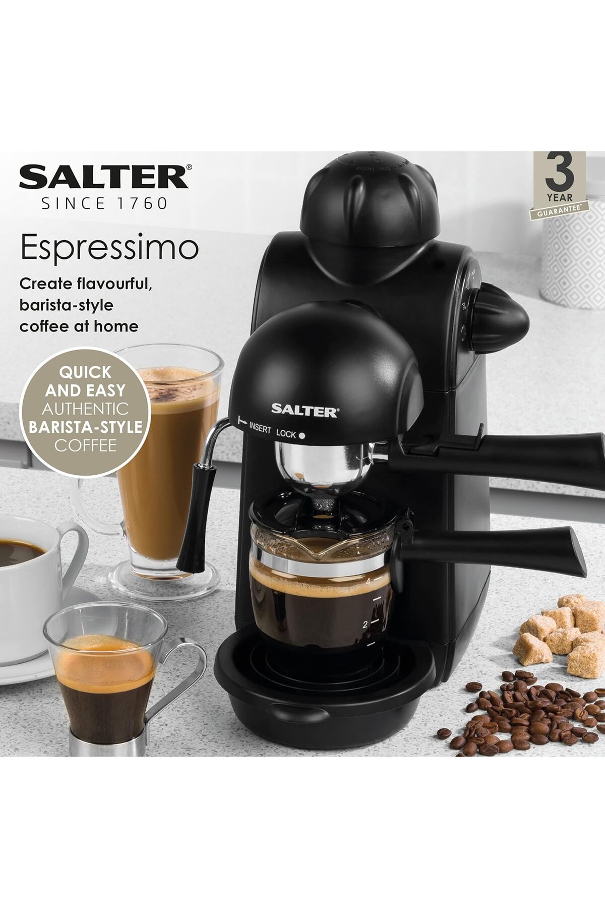 SALTER Home Salter EK3131 Espressimo Espresso Makinesi – 4 Çekim Süt ...