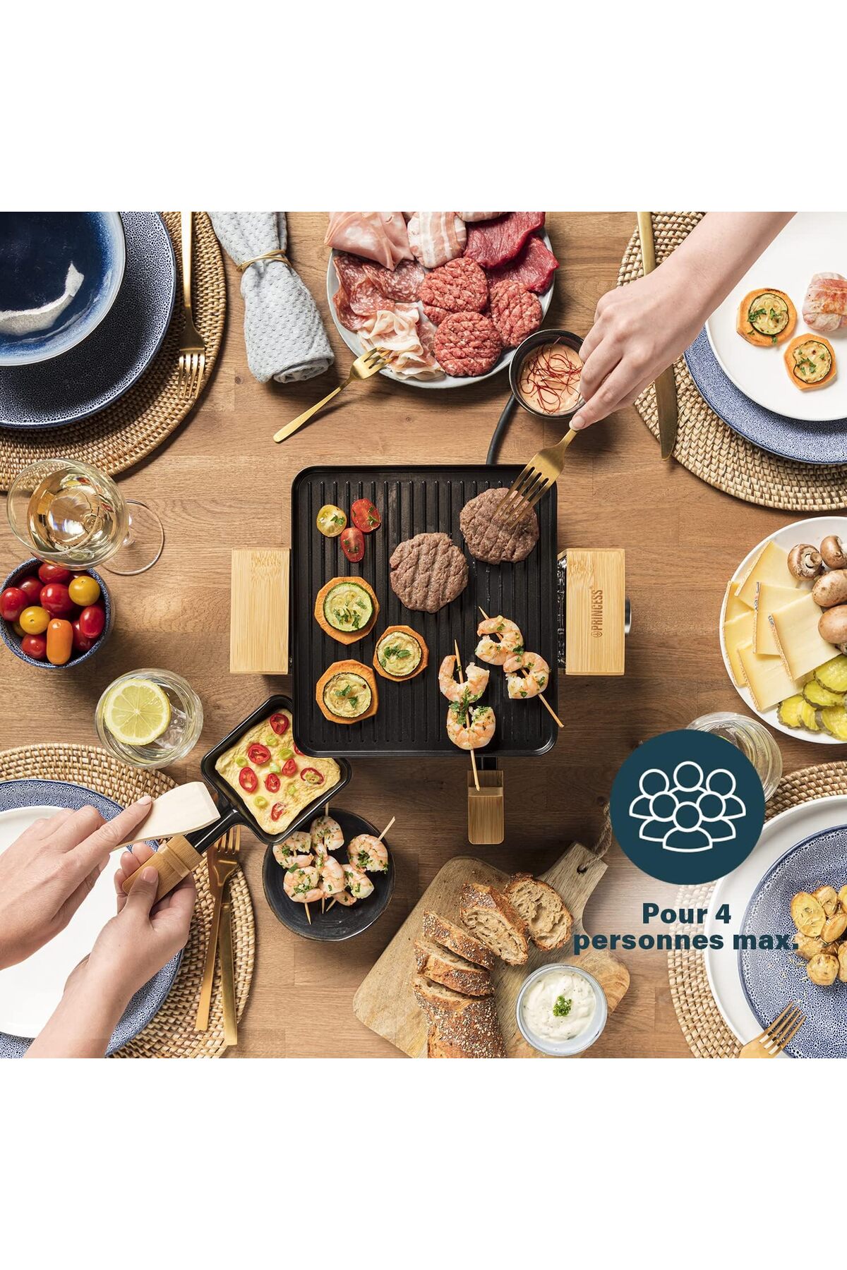 PRİNCESS Princess Pure 4 raclette makinesi - 4 kişi Ters çevrilebilir ...