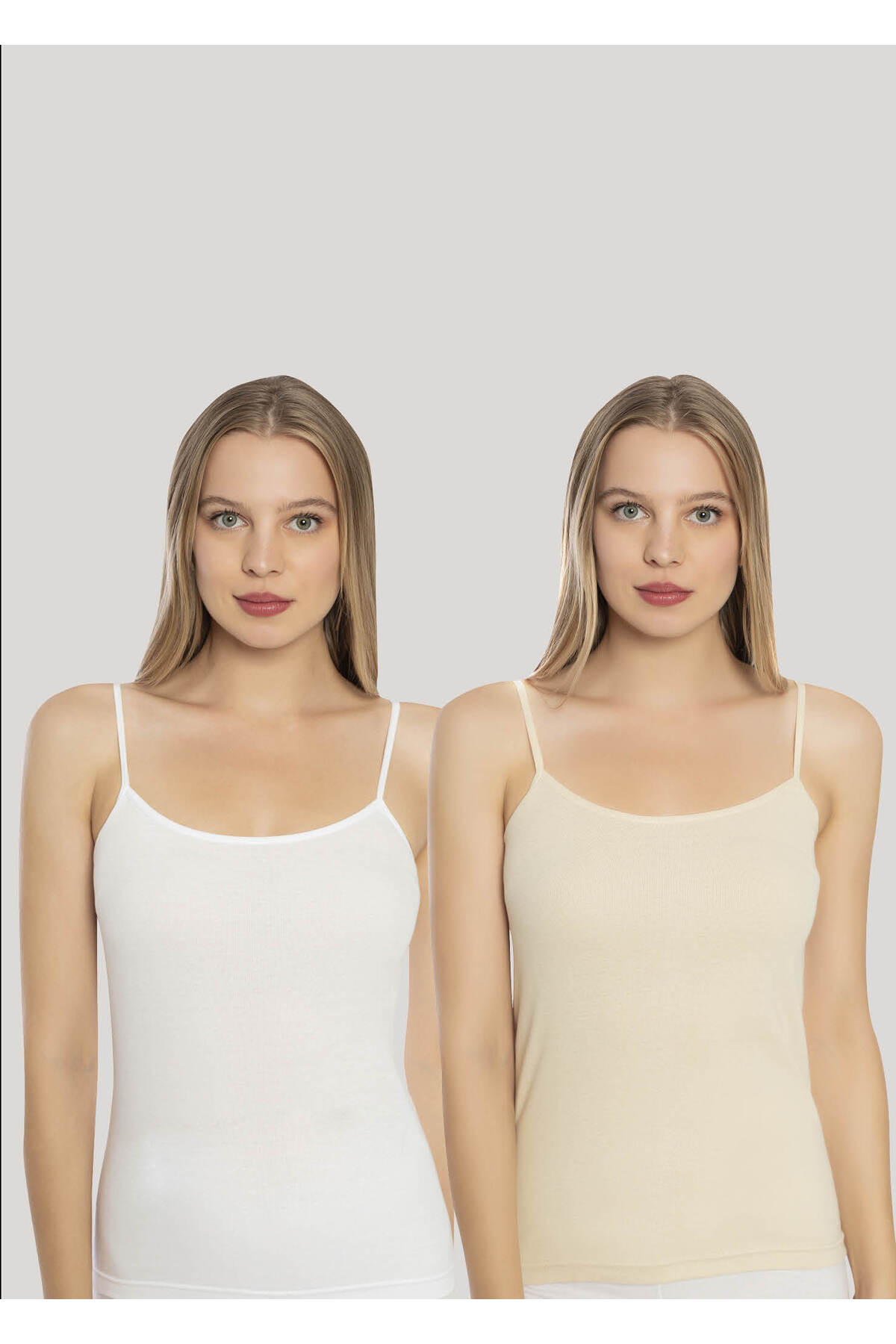 ld lidya underwear Kadın Beyaz Ten 2li Basic Regular Ip Askılı Pamuk Ribana Atlet 1001-2 Fiyatı ...