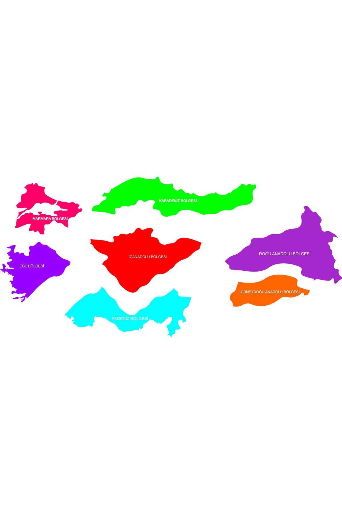 YSM BÖLGELER HARİTASI (Mıknatıs) TÜRKİYE 100*50 (7 PARCA ) Bölge ...