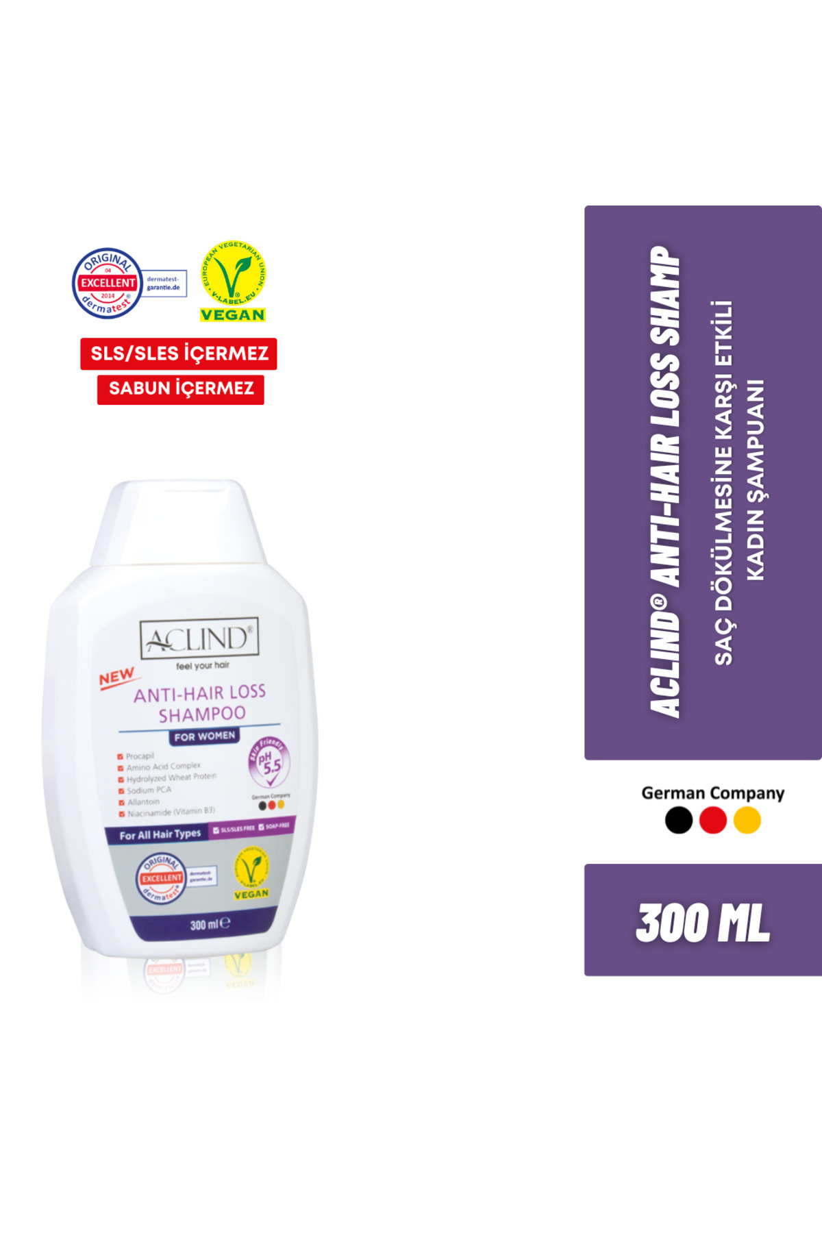 Aclind ® Antı-haır Loss Shampoo For Women 300 Ml | Kadınlar Için Saç ...