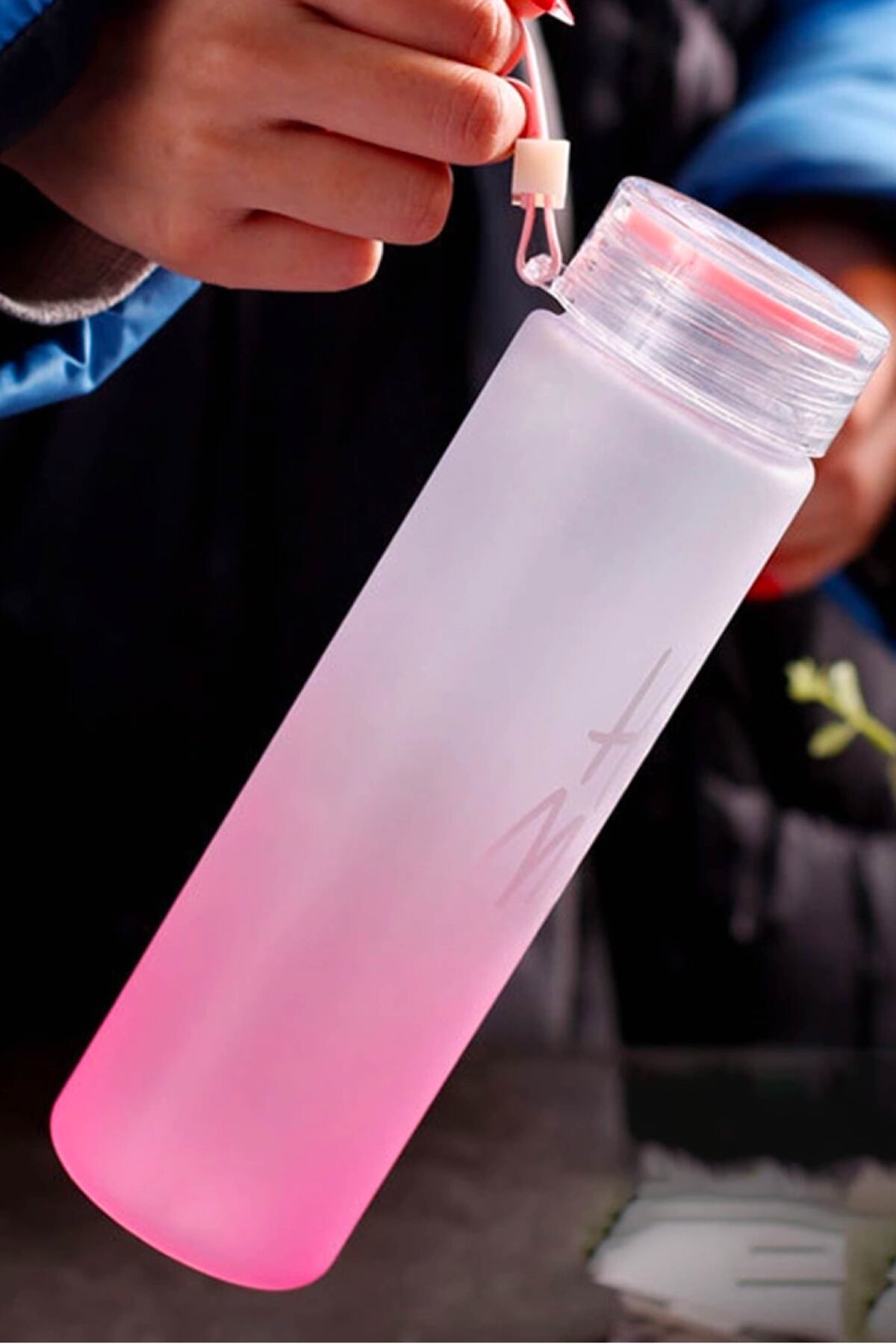 VAESKE Tutamaçlı Buzlu Cam Matara-pink - Fiyatı, Yorumları