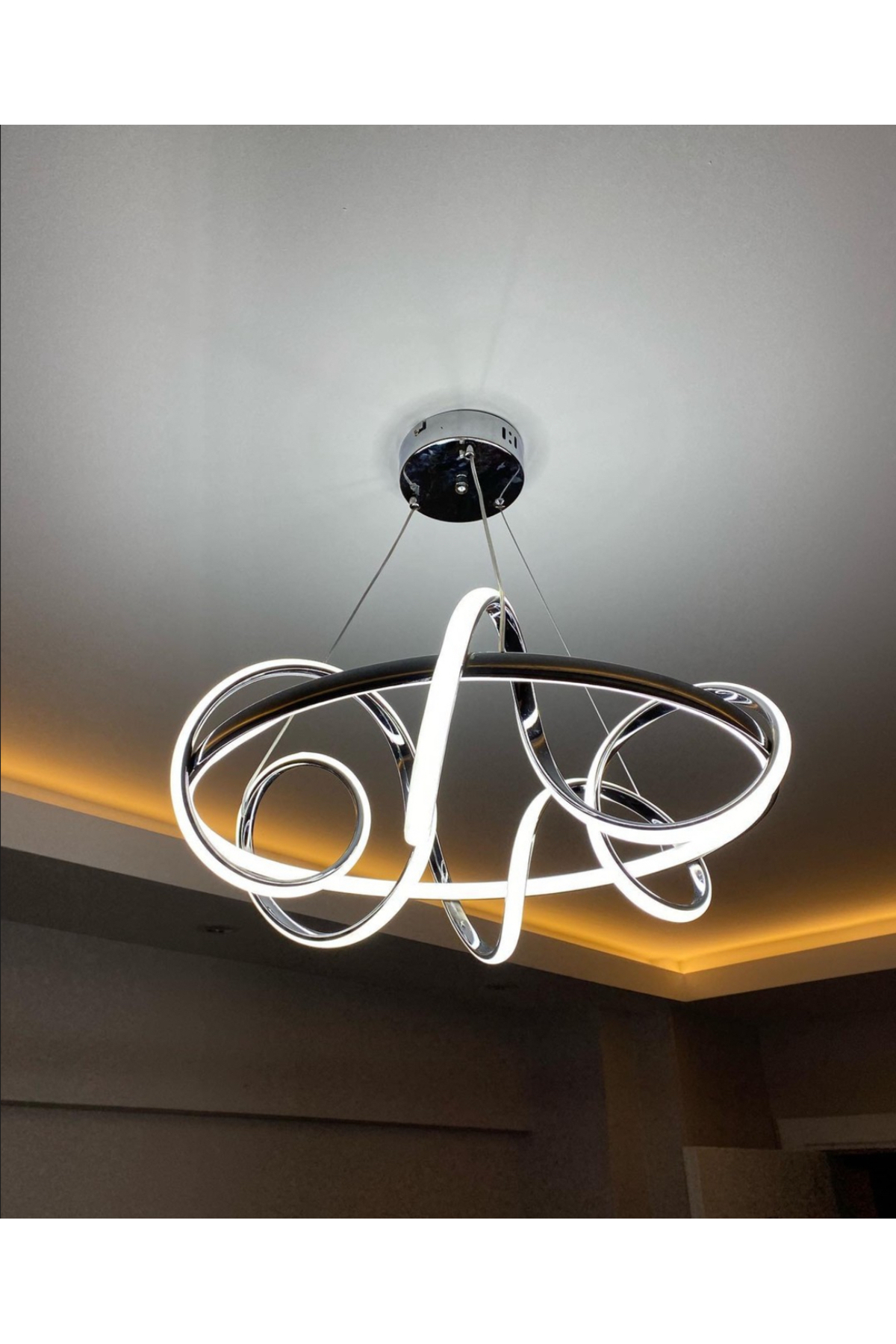 luxury modern aydınlatma Ledli Avize Krom Salon Avize Kuzey Led Avize ...