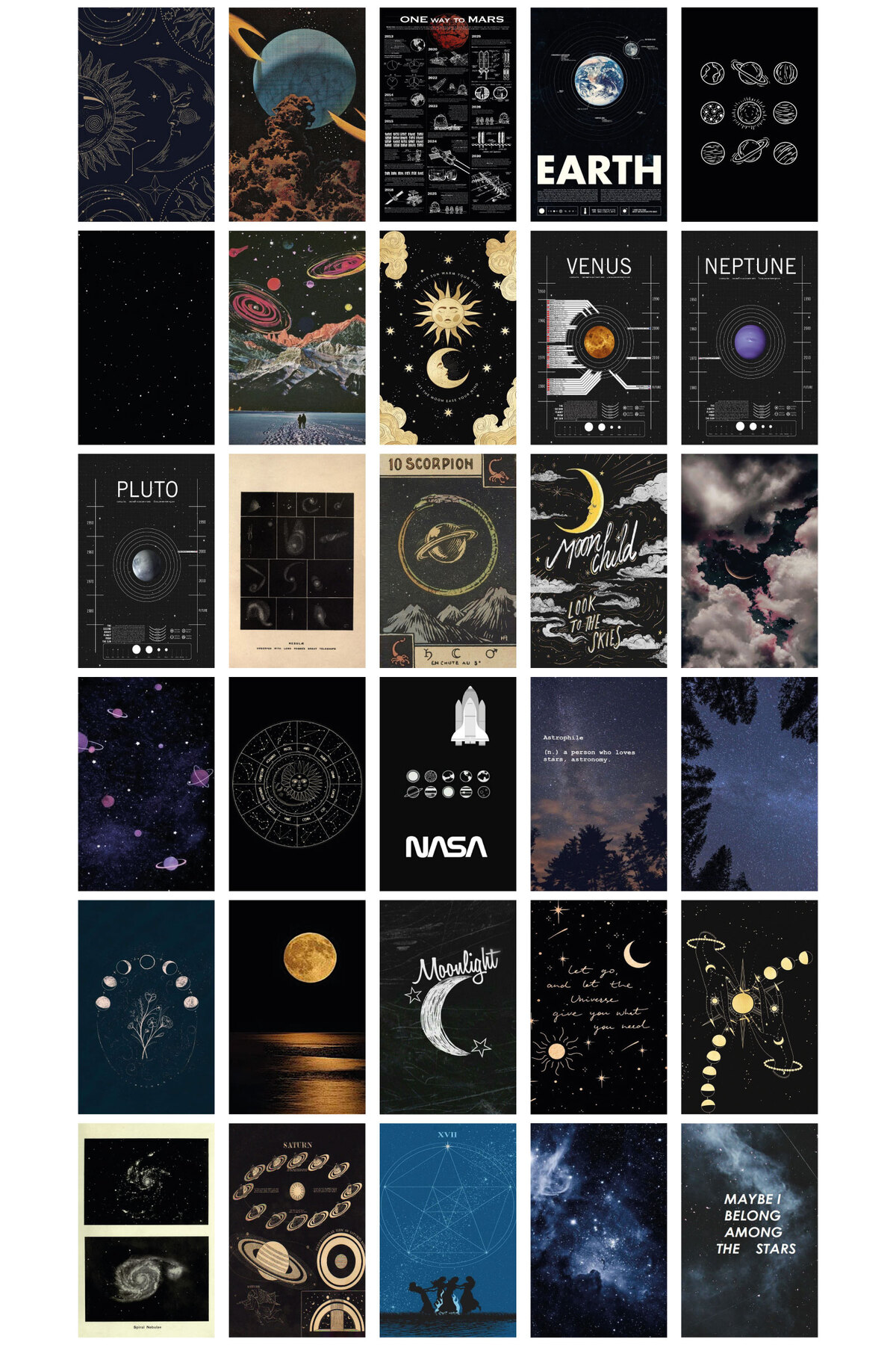 smartman Cosmic 30'lu Duvar Posteri Seti Oda Dekoru Cosmic Poster Seti ...