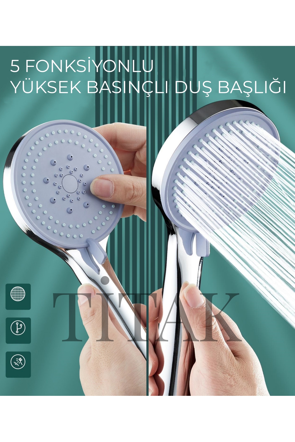 TİTAK 5 FONKSİYONLU YÜKSEK BASINÇLI SU TASARRUFLU DUŞ BAŞLIĞI - Fiyatı ...