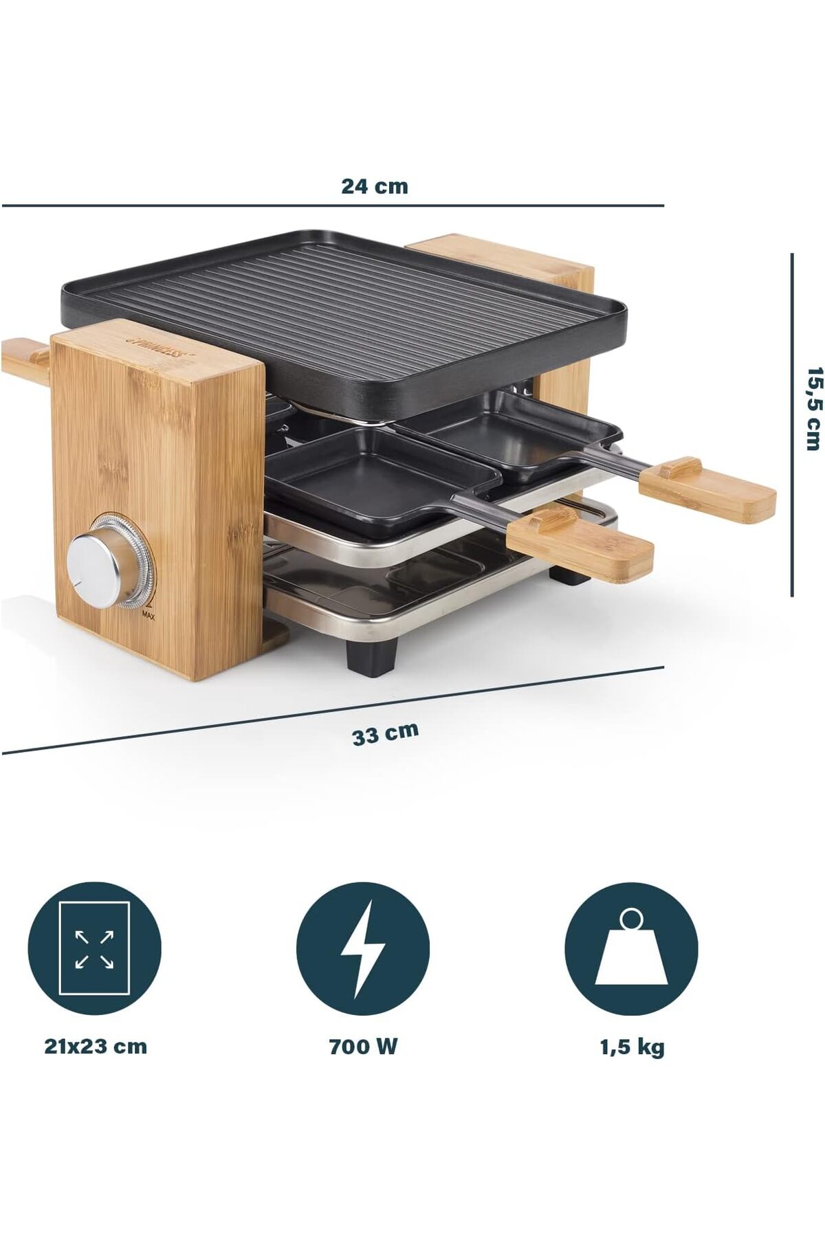 PRİNCESS Princess Pure 4 raclette makinesi - 4 kişi Ters çevrilebilir ...