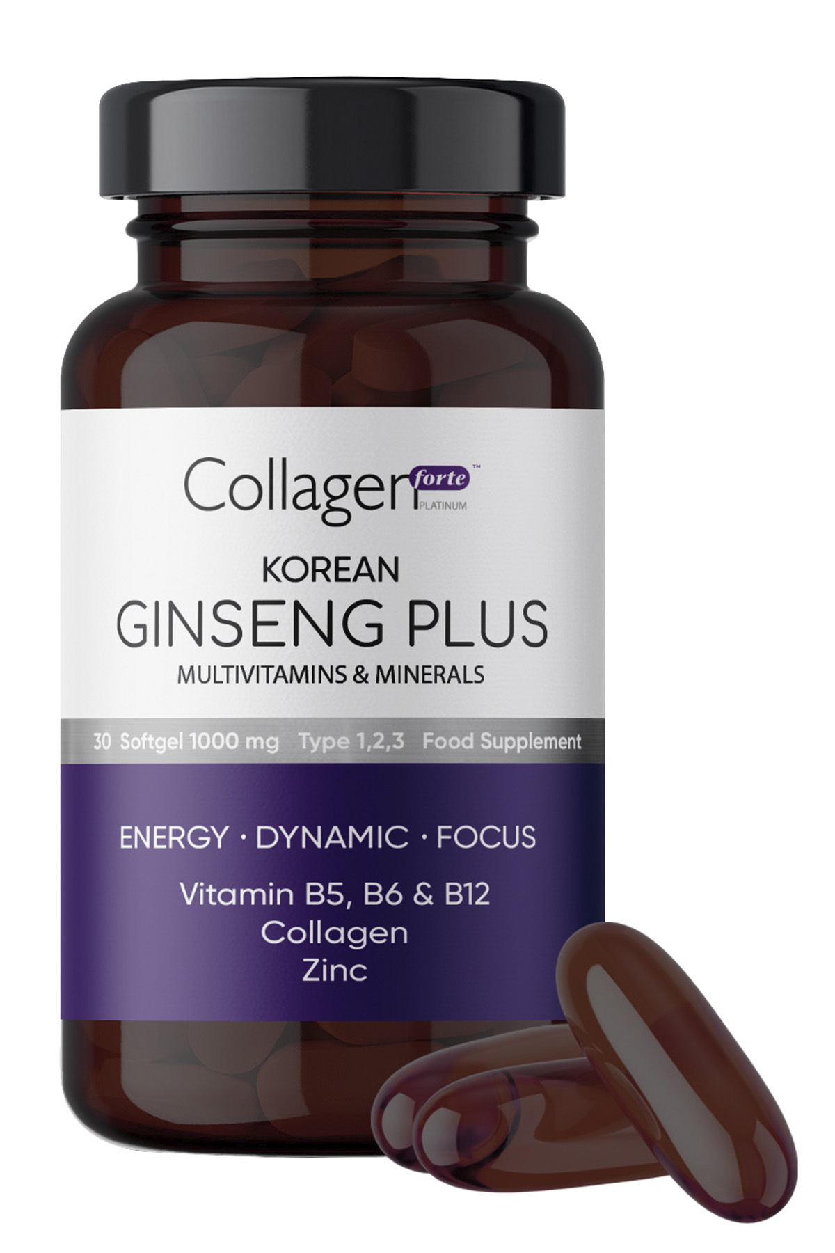 Collagen Forte Platinum Kırmızı Kore Ginseng Plus, Hidrolize Kolajen ...