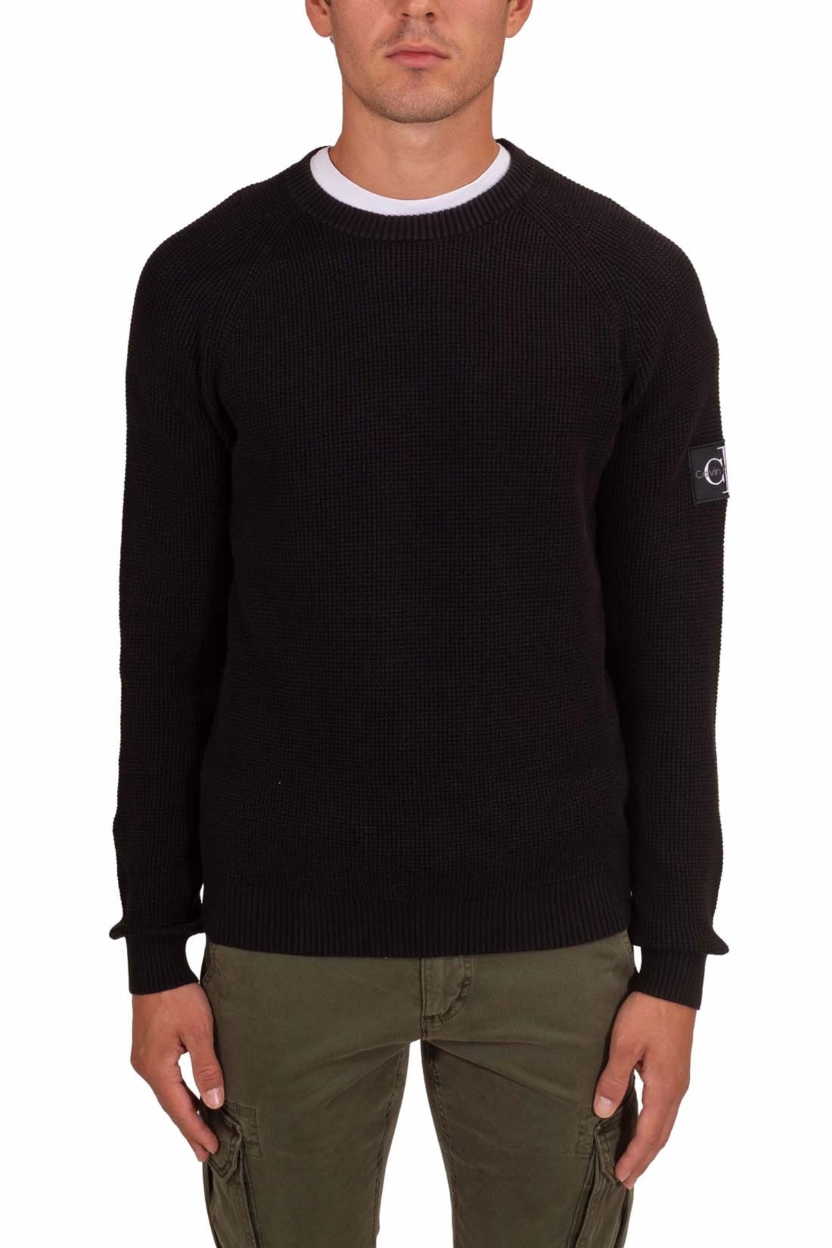 Calvin Klein Erkek Regular Fit Pamuklu Bisiklet Yaka Uzun Kollu Siyah ...