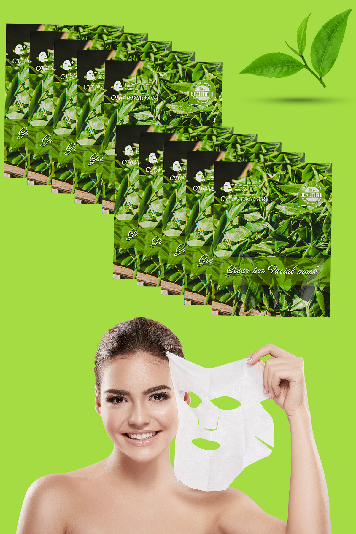 Xolo 10 Adet Yeşil Çay Özlü Kağıt Yüz Maskesi Green Tea Face Mask 25ML ...