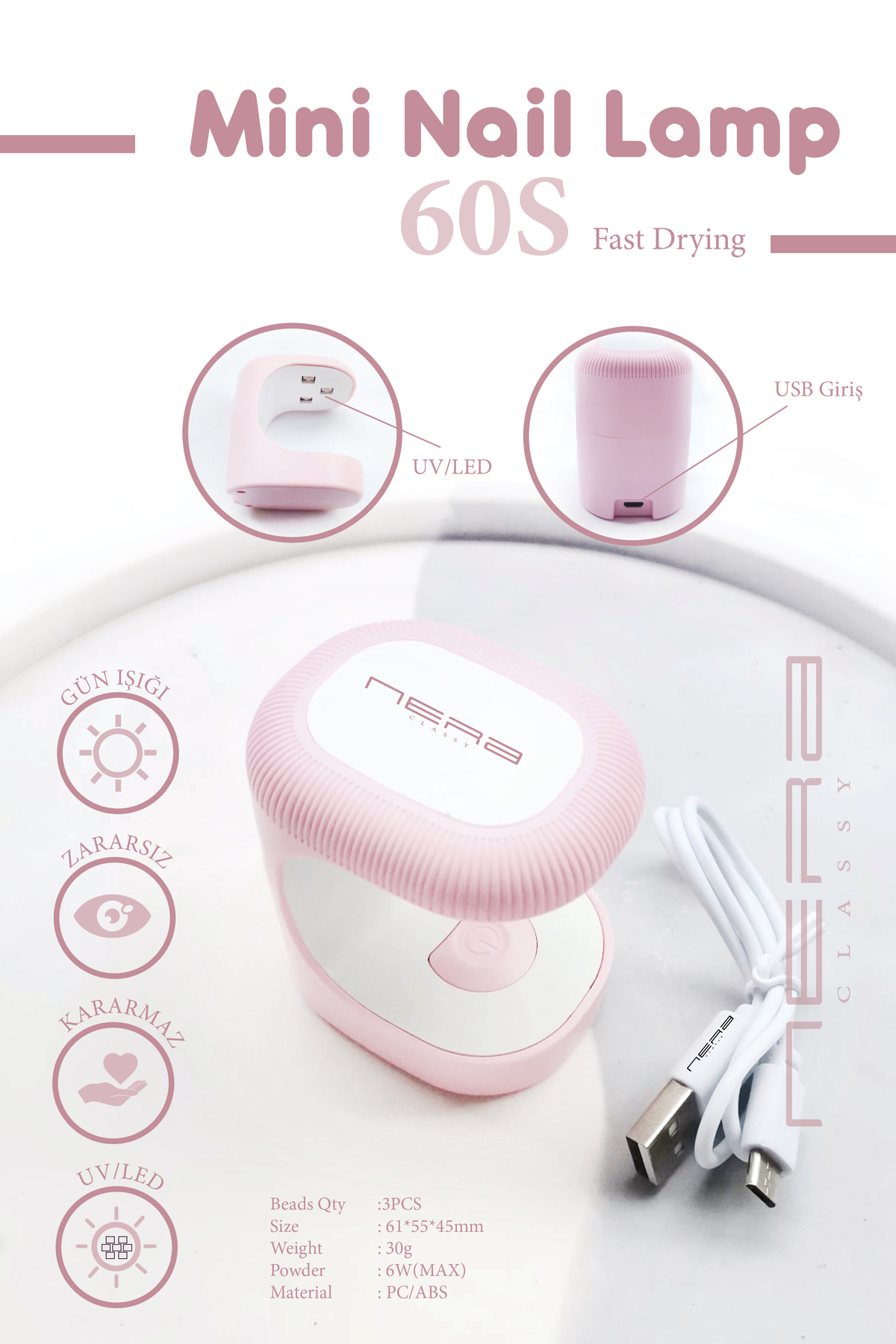 Nera Classy Protez Tırnak Kalıcı Oje Mini UV-LED / 3Led Kurutucu Machinee - Fiyatı, Yorumları