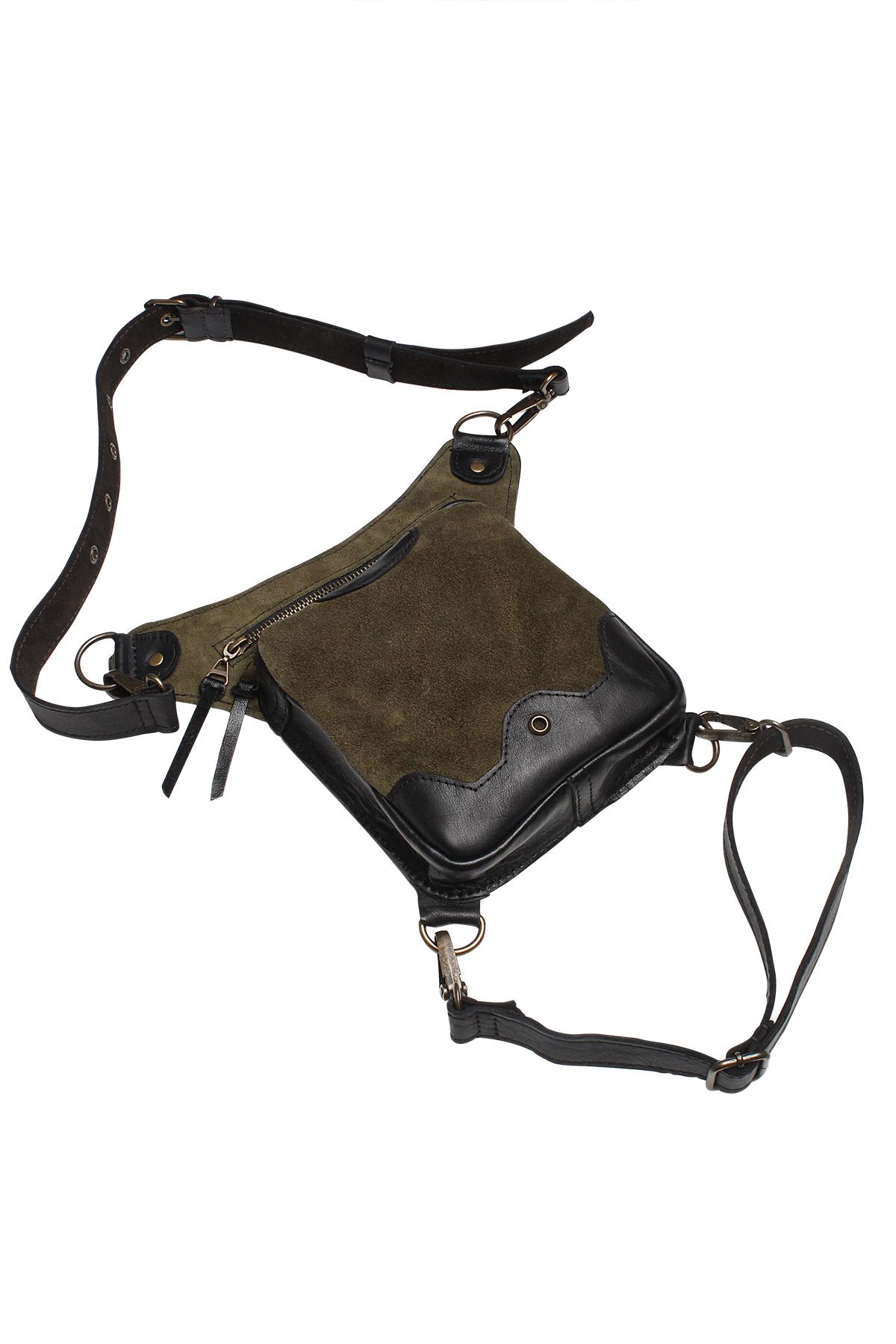 Crow'sRoom Handmade Deri Bel Ve Bacak Çantası (BÜYÜK MODEL YEŞİL ...