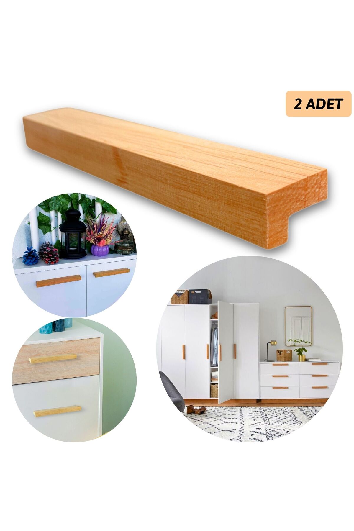 Palwin 2 Adet Modern Tasarım Çekmece Dolap Kulpu, Doğal Ahşap Kulp ...