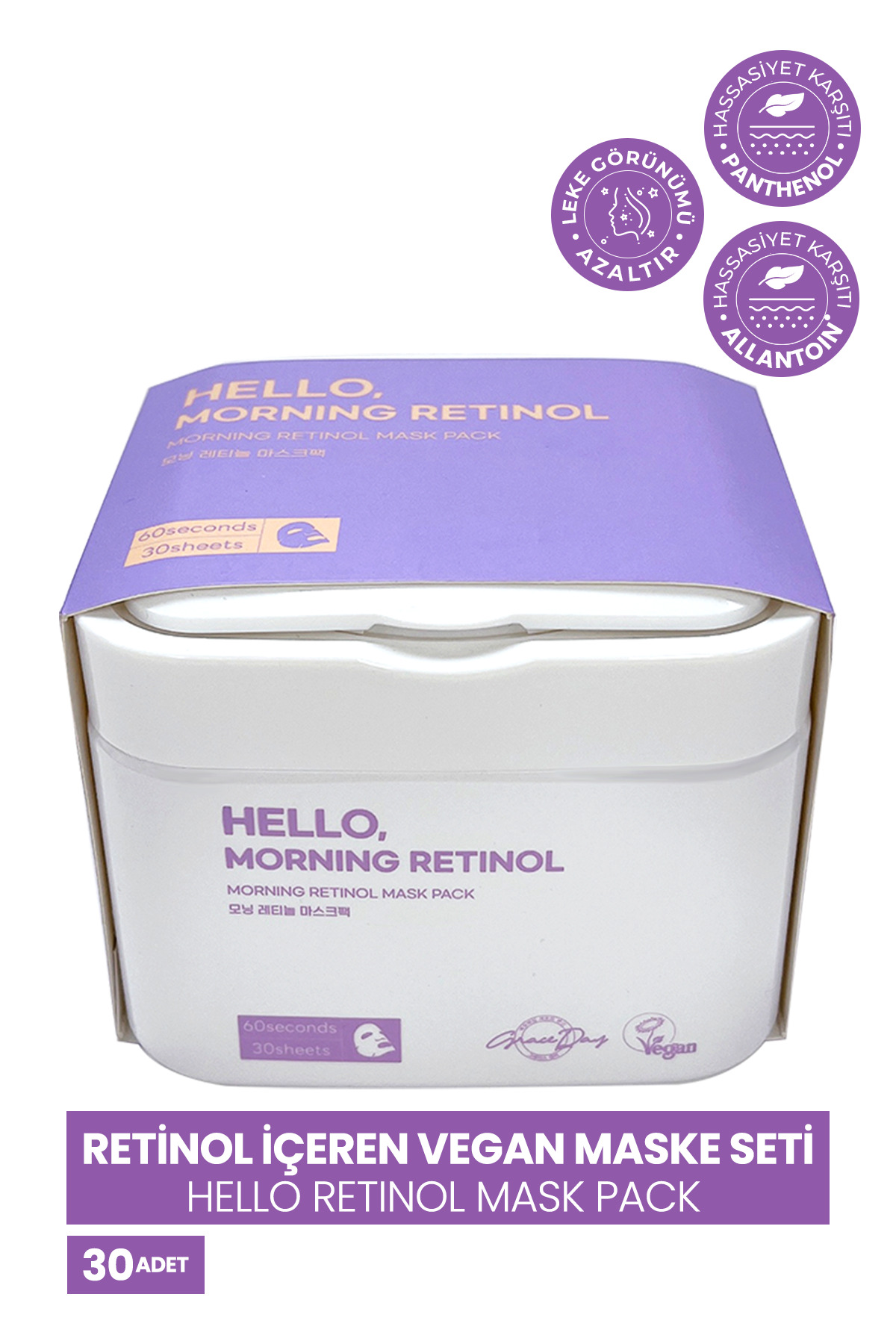 Grace Day Retinol içeren Vegan Maske Seti 30 adet Grace Day Hello ...