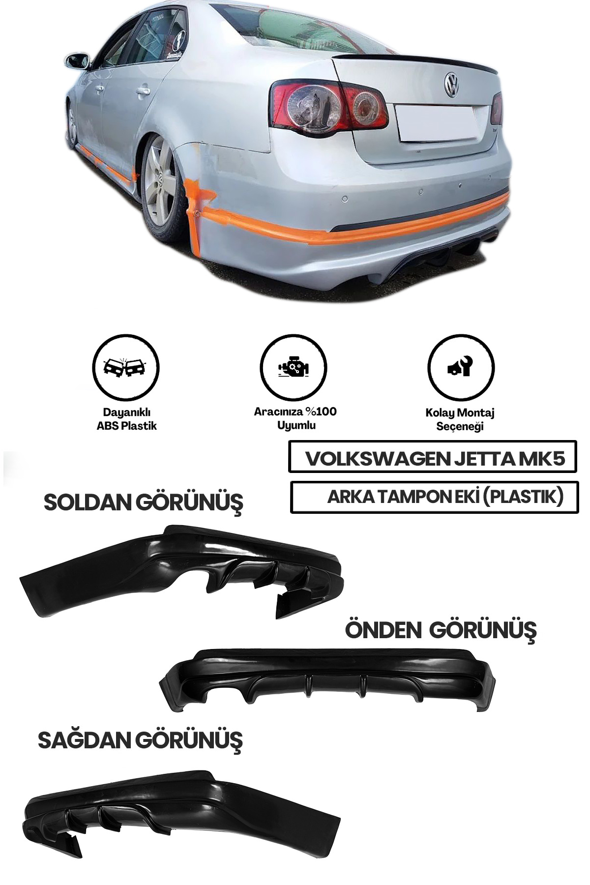 GÜNEŞLİ GARAJ Volkswagen Jetta Mk5 Arka Ek (plastik) Uyumlu Fiyatı ...
