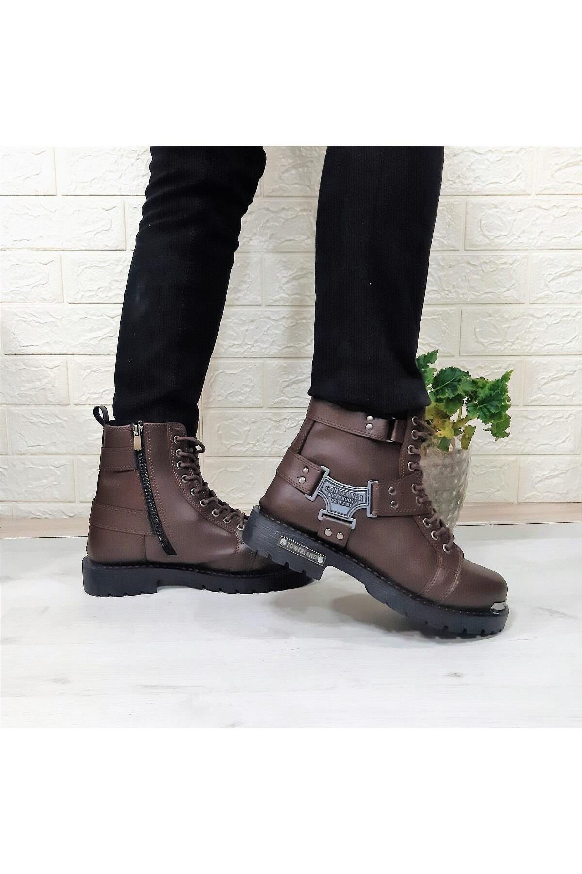 Conteyner 536 Kahverengi Fermuarlı Bağacaklı Erkek Motorcu Bot Fiyatı ...