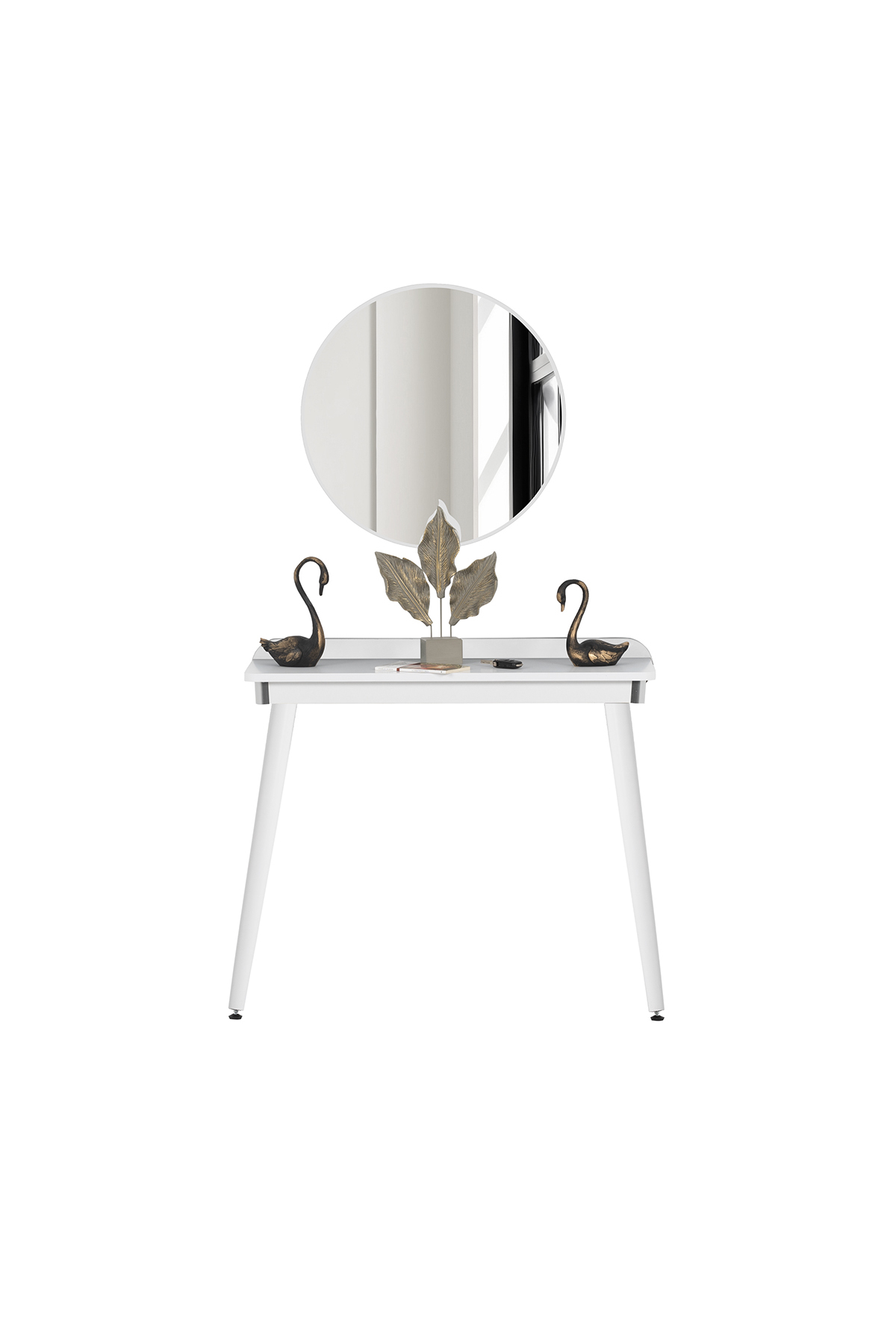 FLORADESİGN Round Beyaz Dresuar / Aynalı Dresuar / Ayaklı Dresuar / Beyaz Dresuar /antre Dresuar ...