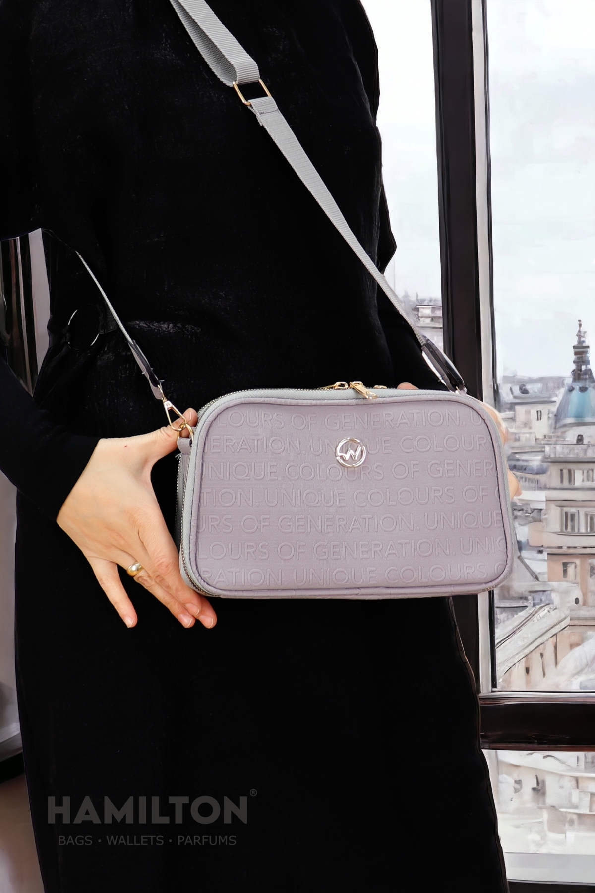 HAMILTON Orijinal Kadın Lila Renk Çok Gözlü Çapraz Ayarlanabilir Askılı ...