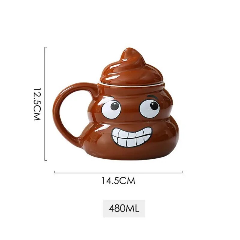 hediyeconcepti Sevimli Seramik Kapaklı Poo Kaka Emoji Kupa Bardak Seti ...