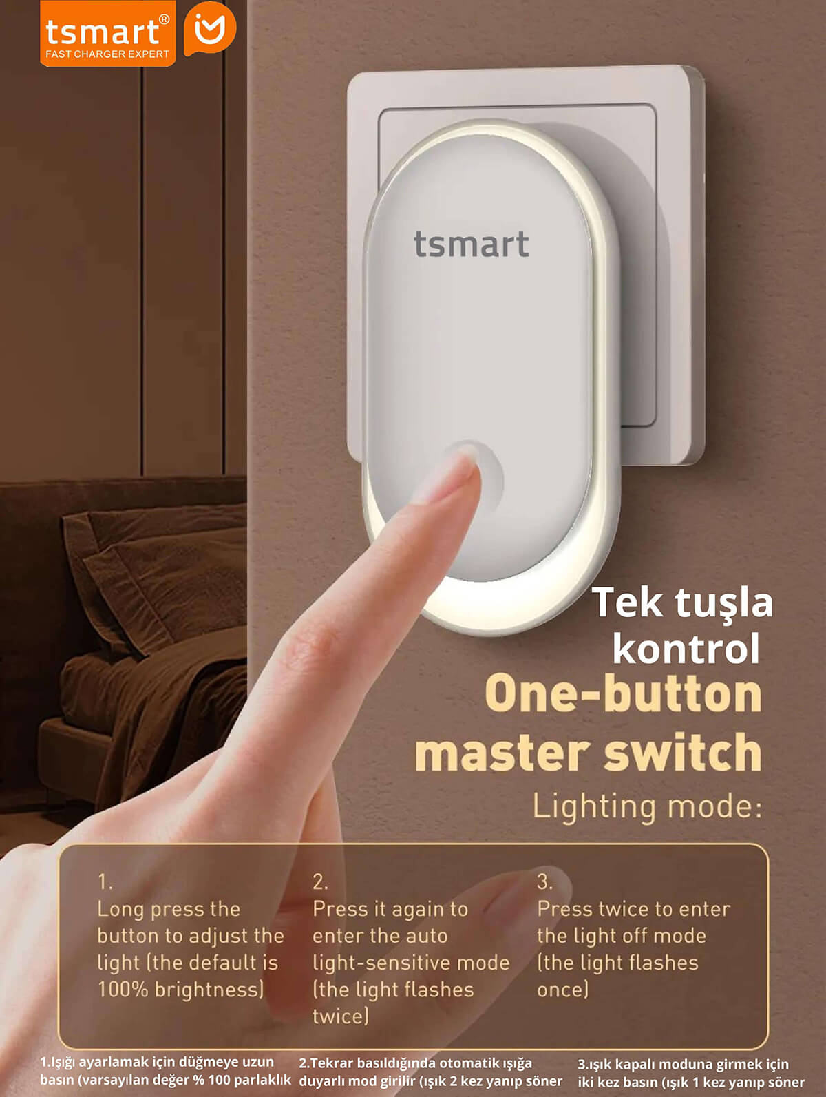 Tsmart Prize Takılabilen Karanlık Sensörlü Led Gece Lambası - Fiyatı, Yorumları