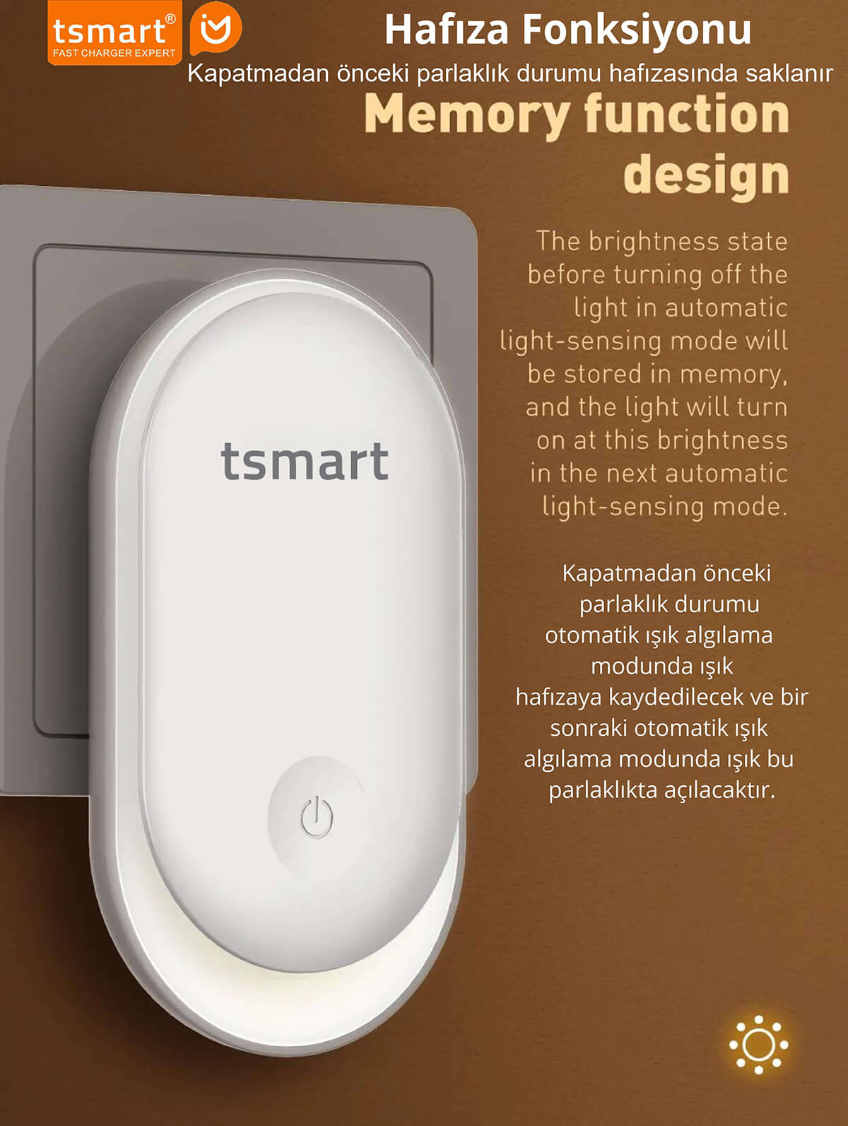 Tsmart Prize Takılabilen Karanlık Sensörlü Led Gece Lambası - Fiyatı, Yorumları