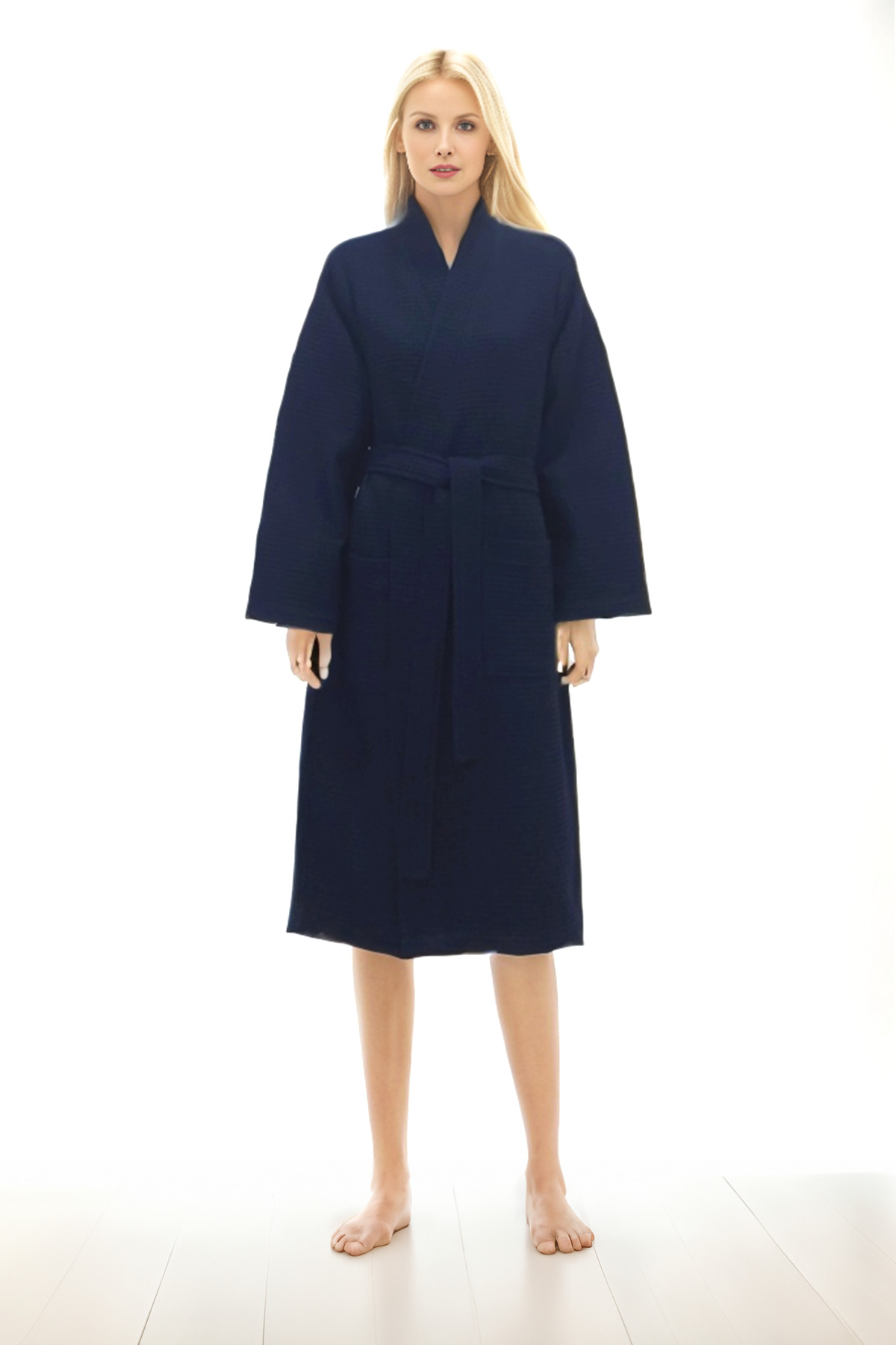 MY STAR HOME Açık Lacivert Pamuk Waffle Desen Sauna Hamam ve Havuz için ...