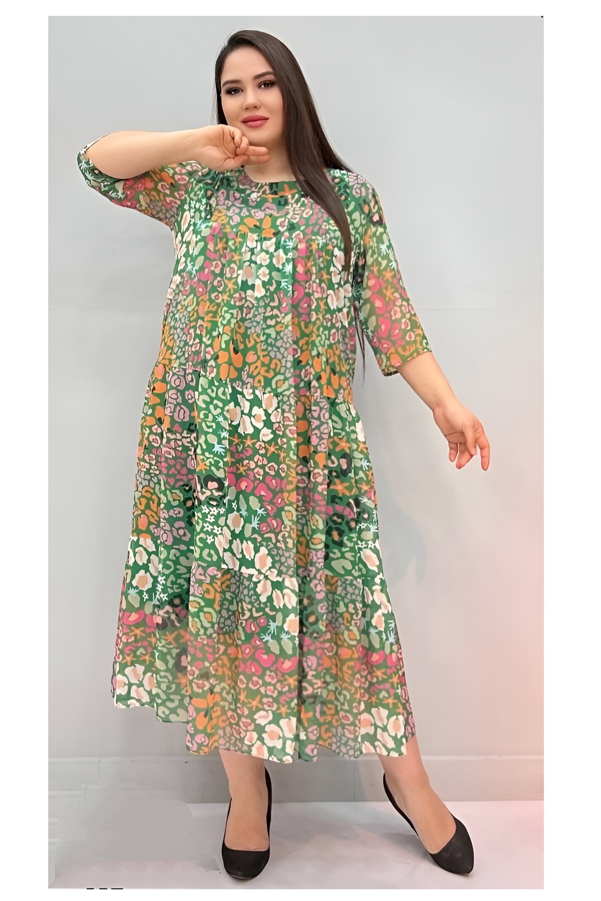 ModaMania Desenli Yuvarlar Yaka Büyük beden ElbiseFiyatı, Yorumları ...