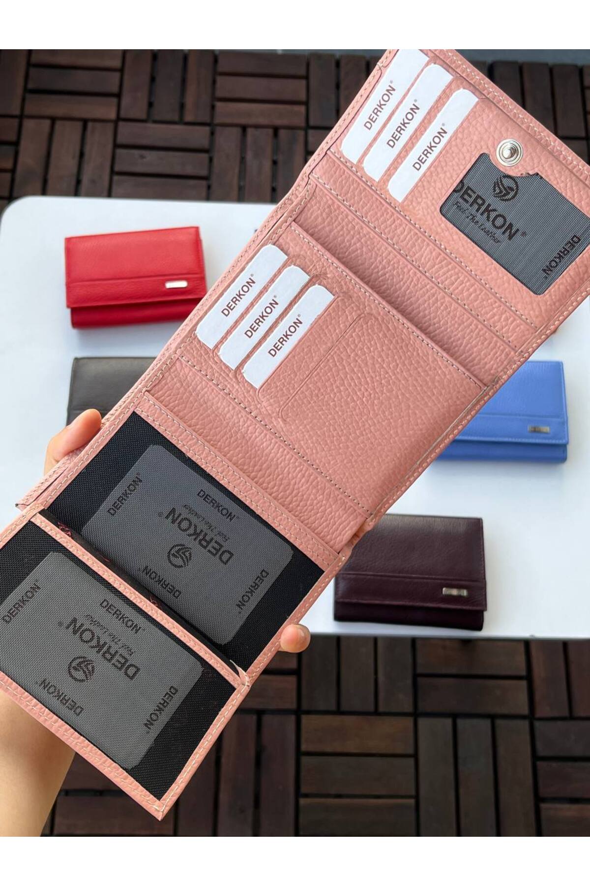 Derkon LOVELY MODEL HAKİKİ DERİ ORTA BOY KADIN CÜZDANI PUDRA PEMBESİ ...