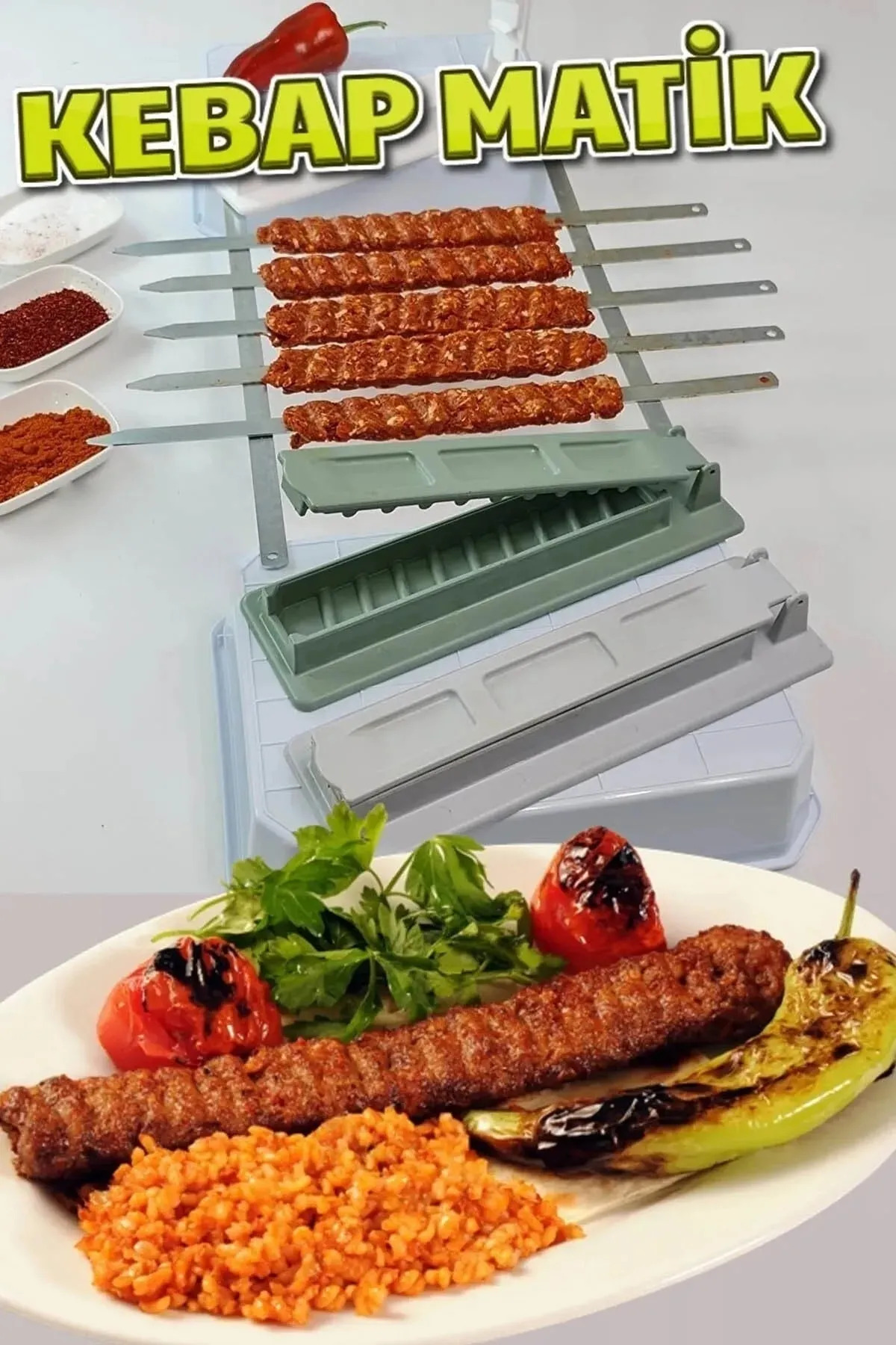 Rotanev 6 Adet Şiş Ve Kebapmatik Adana Urfa Kebap Kalıbı Aparatı Pratik ...