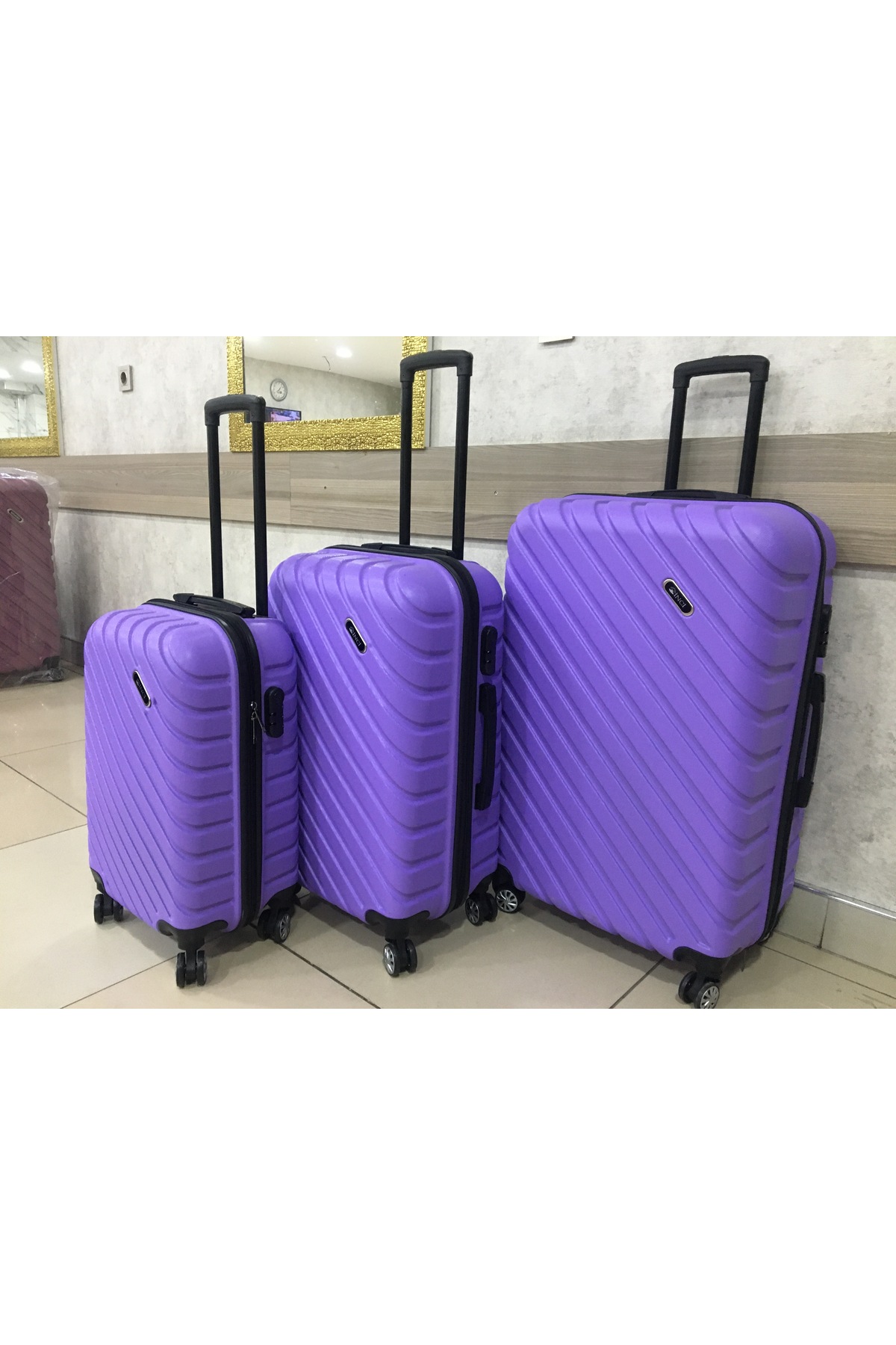 İnci 3'lü Valiz Seti, 4 Teker Sert Valiz, Ultra Hafif Valiz Seti (Büyük ...
