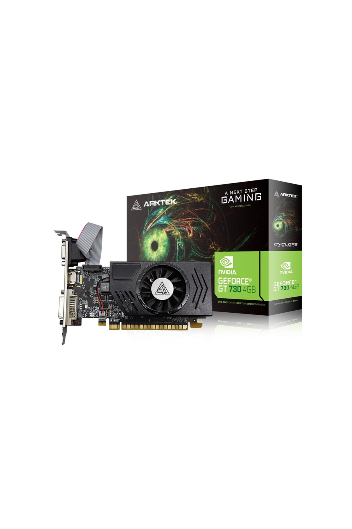 arktek Cyclops, Akn730d3s4gl1, GT730, 4gb, Gddr3, 128bit, 1xd-sub, 1xdvi, 1xhdmi Graphics Card ...