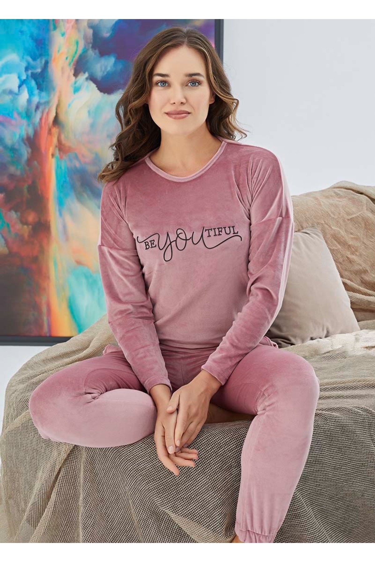 LİLA İÇ GİYİM KADİFE KADIN PİJAMA TAKIMI Fiyatı, Yorumları - Trendyol