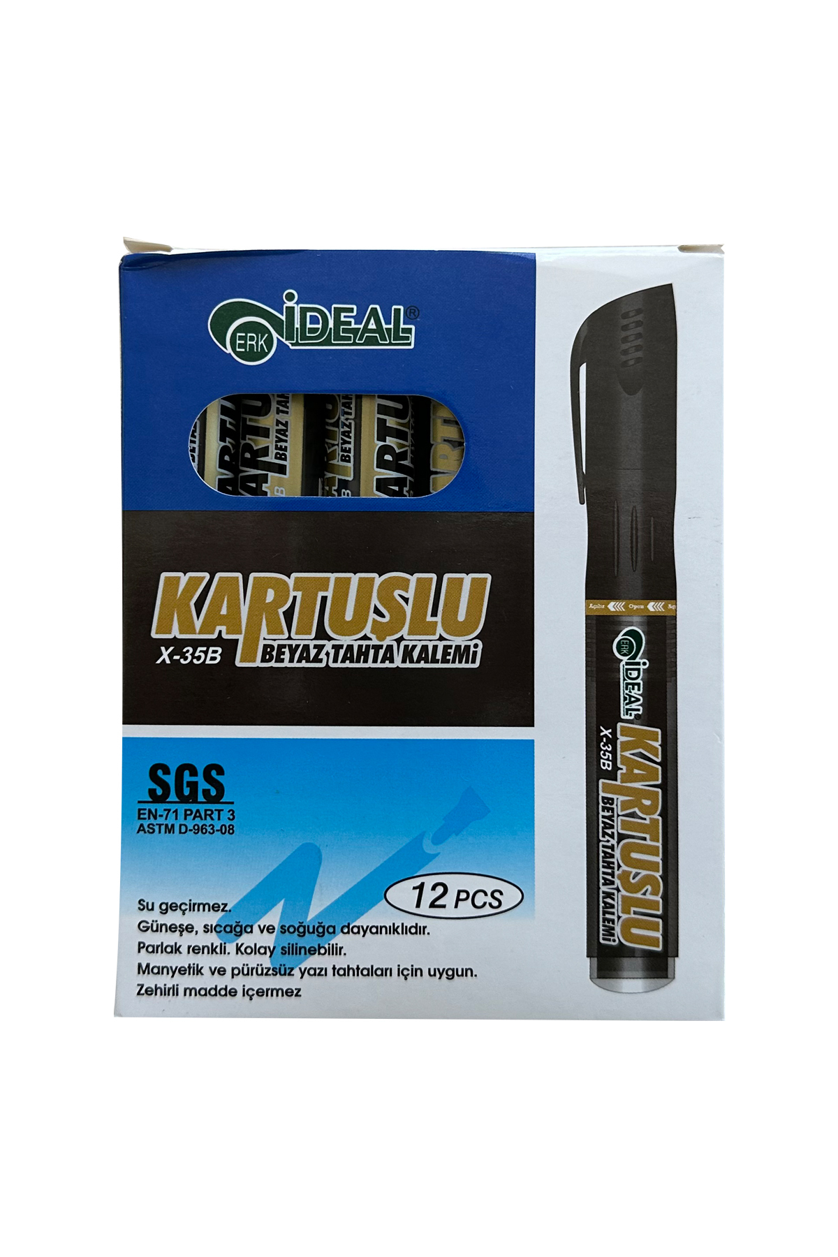 Tutunabilir Kağıt 12 Adet Kartuşlu Beyaz Tahta Kalemi Ideal Yazı ...