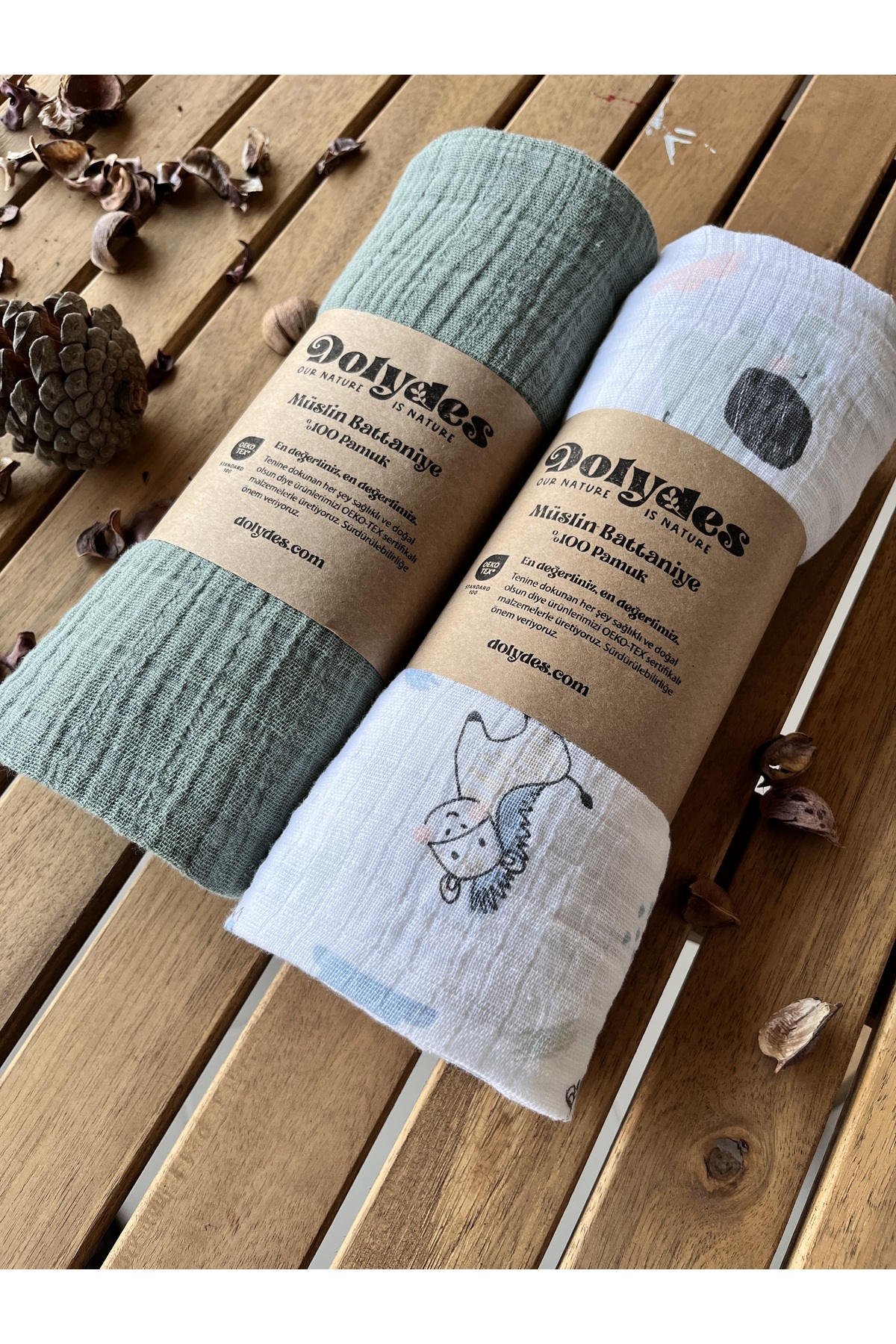 Dolydes 2'li Liny Soft Müslin Bebek Örtüsü 100x105 Animal Iceberg Green ...