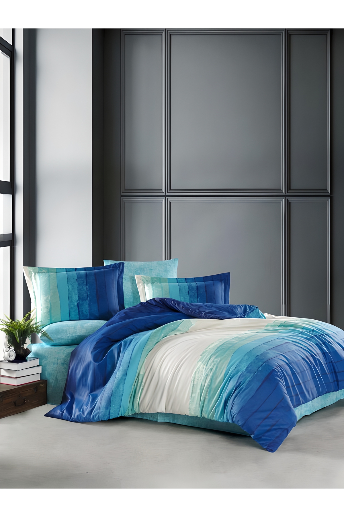 Rimo Home ÇİFT KİŞİLİK ÇİFT TARAFLI NEVRESİM TAKIMI BLUE RAINBOW Fiyatı ...