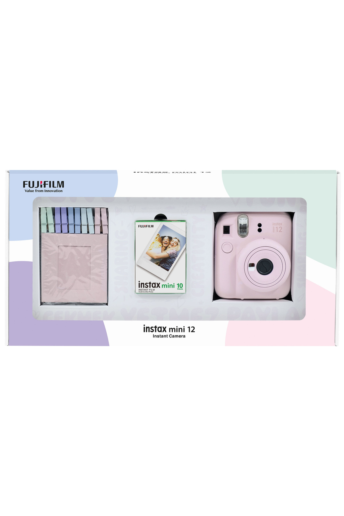 Fujifilm Instax mini 12 Pembe Fotoğraf Makinesi 10'lu Film ve Mandal ...