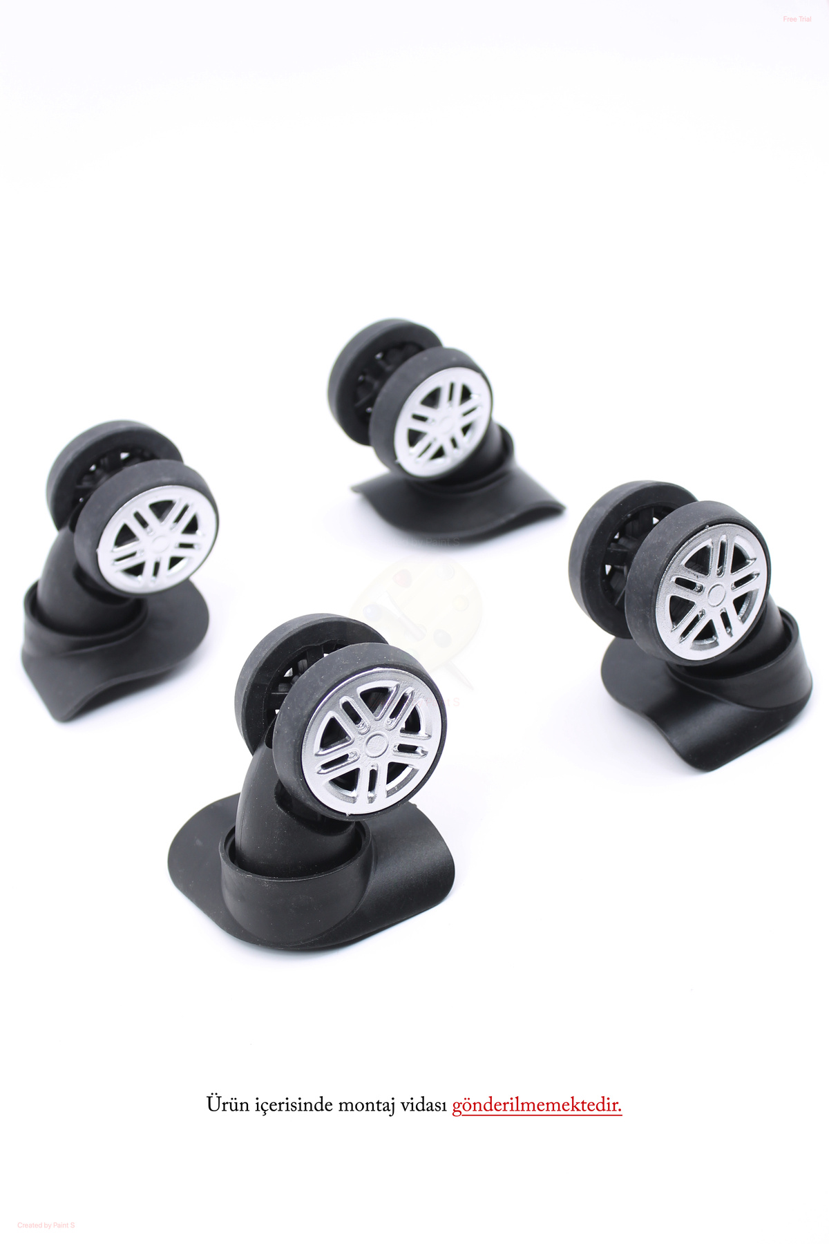 ERDAL DERİ Plastik Valiz Tekerleği Çift Teker Yönsüz 4' Lü Set 4 Parça ...