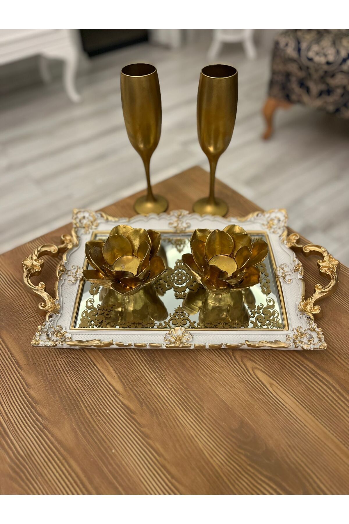 NARART Şık Klasik Oymalı Aynalı Hediyelik Nişan Sunum Tepsisi Fiyatı ...