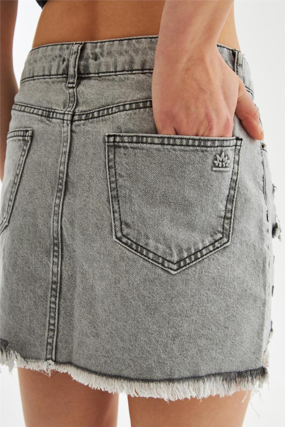 EXPLODE - Kadın Yırtık Detaylı Mini Kot Etek Antrasit Fiyatı, Yorumları ...