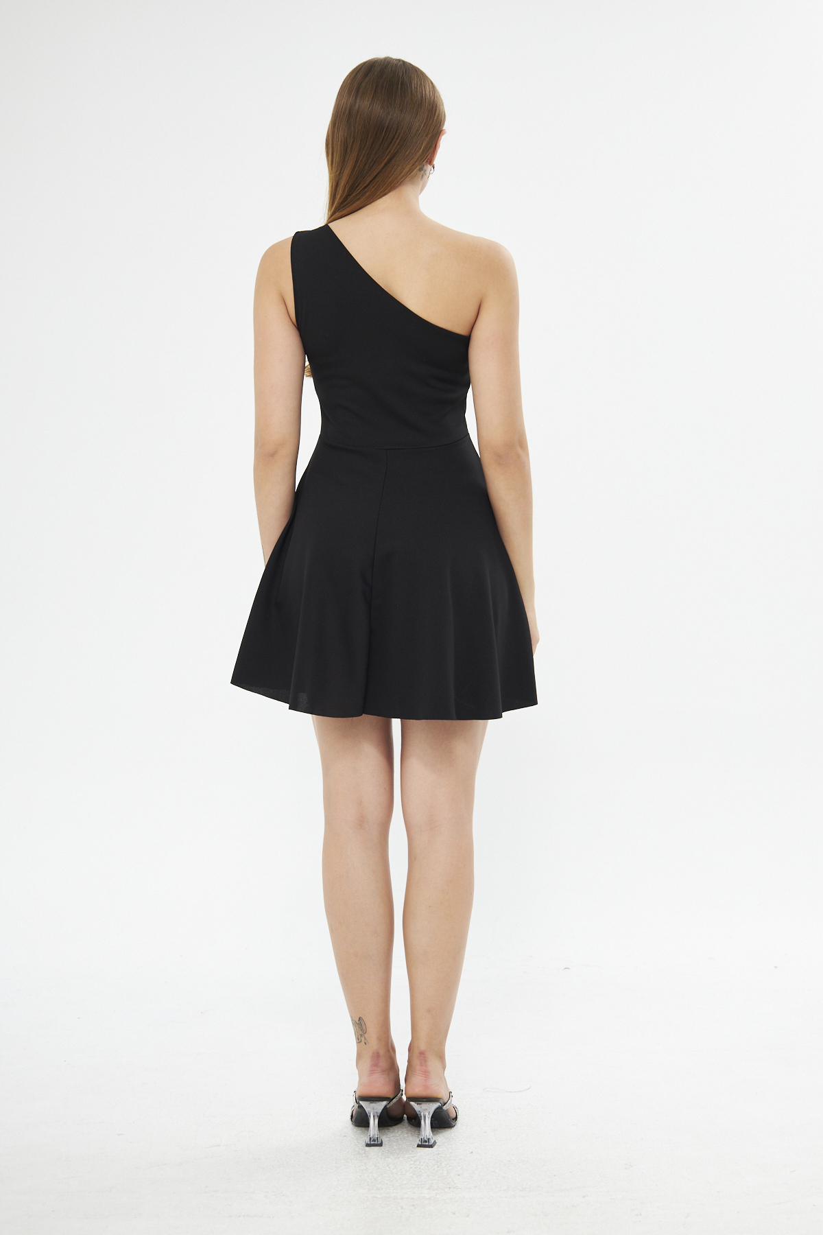 ModaLy Moda Flexible Crepe Fabric Black Color One Shoulder and Shoulder ...