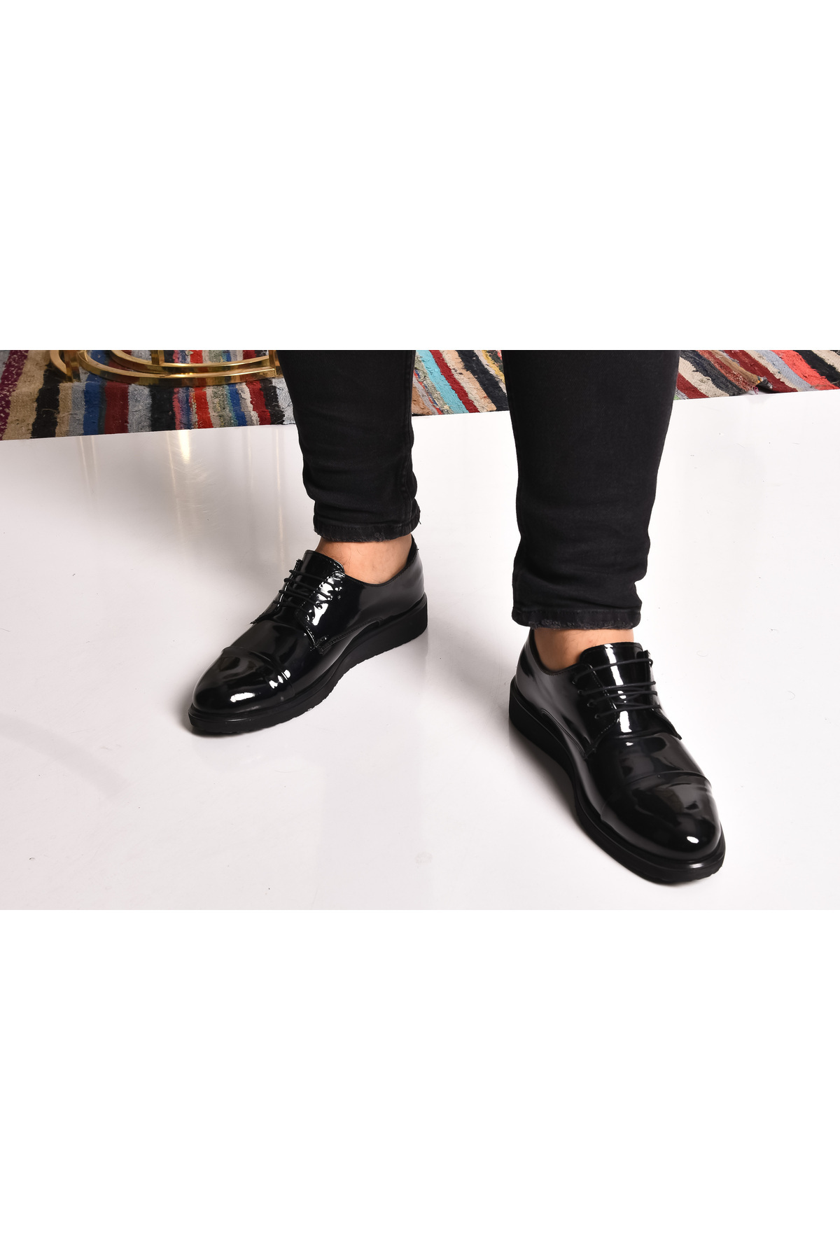 Azim Shoes Siyah Rugan Parlak Önü Bagcıklı Erkek Ayakkabısı - Fiyatı ...