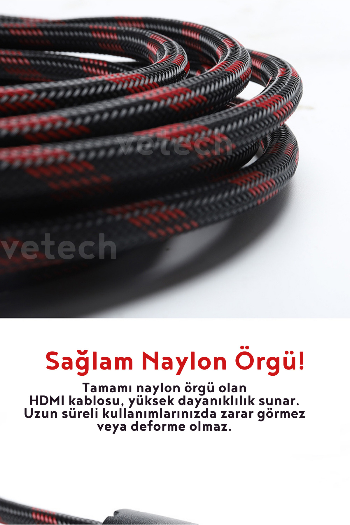 Vetech 3 Metre HDMi Kablo Full HD TV Monitör Uydu Alıcısı PC Uyumlu ...