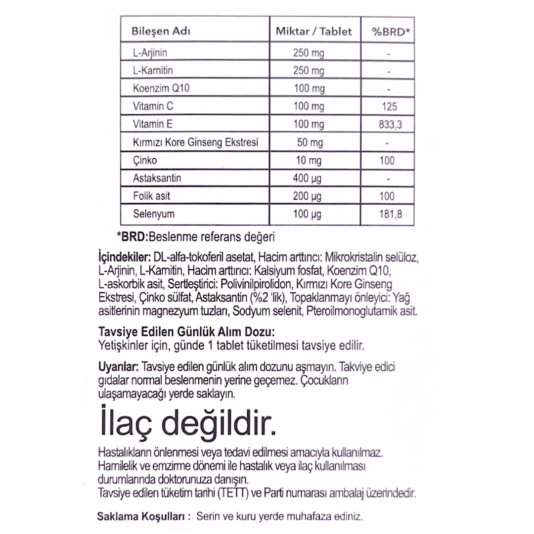 Tenax Pharma Fermotil 30 Tablet Astaksantin L Karnitin Koenzim Q10 ...