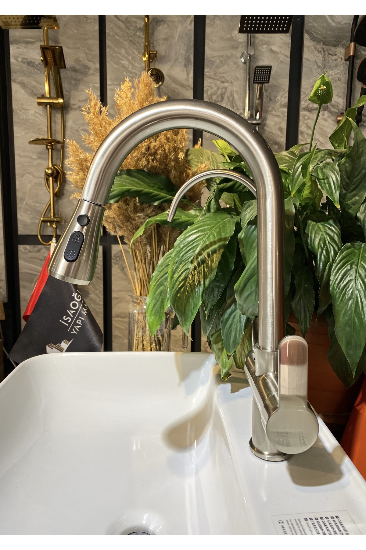 İSAOĞLU YAPI Spiralli Arıtmalı Mutfak Bataryası Mat Krom Evye Musluğu ...