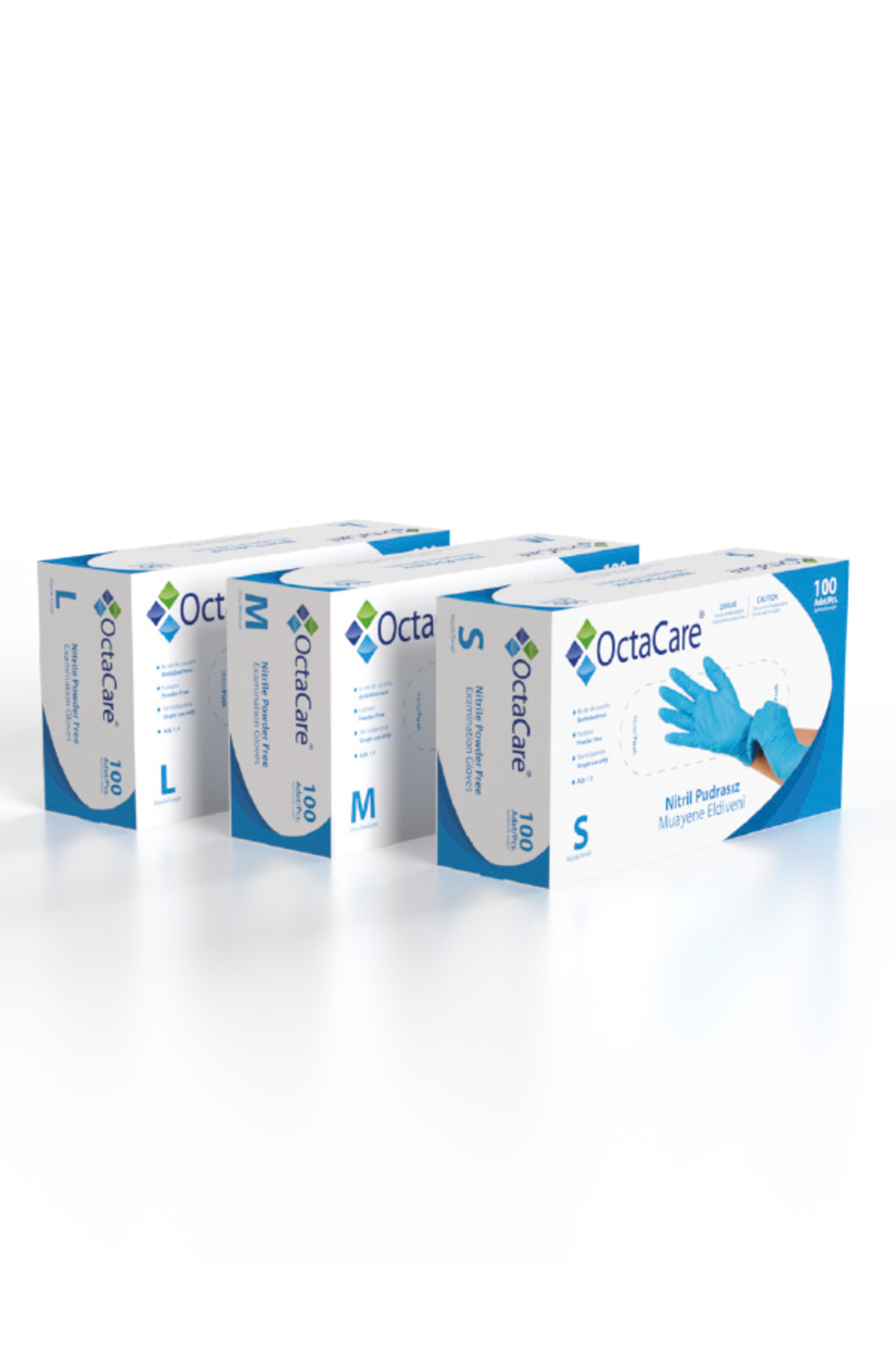 Octacare OCTAMED Pudrasız Mavi Nitril Eldiven Küçük (s) - 100'lü ...