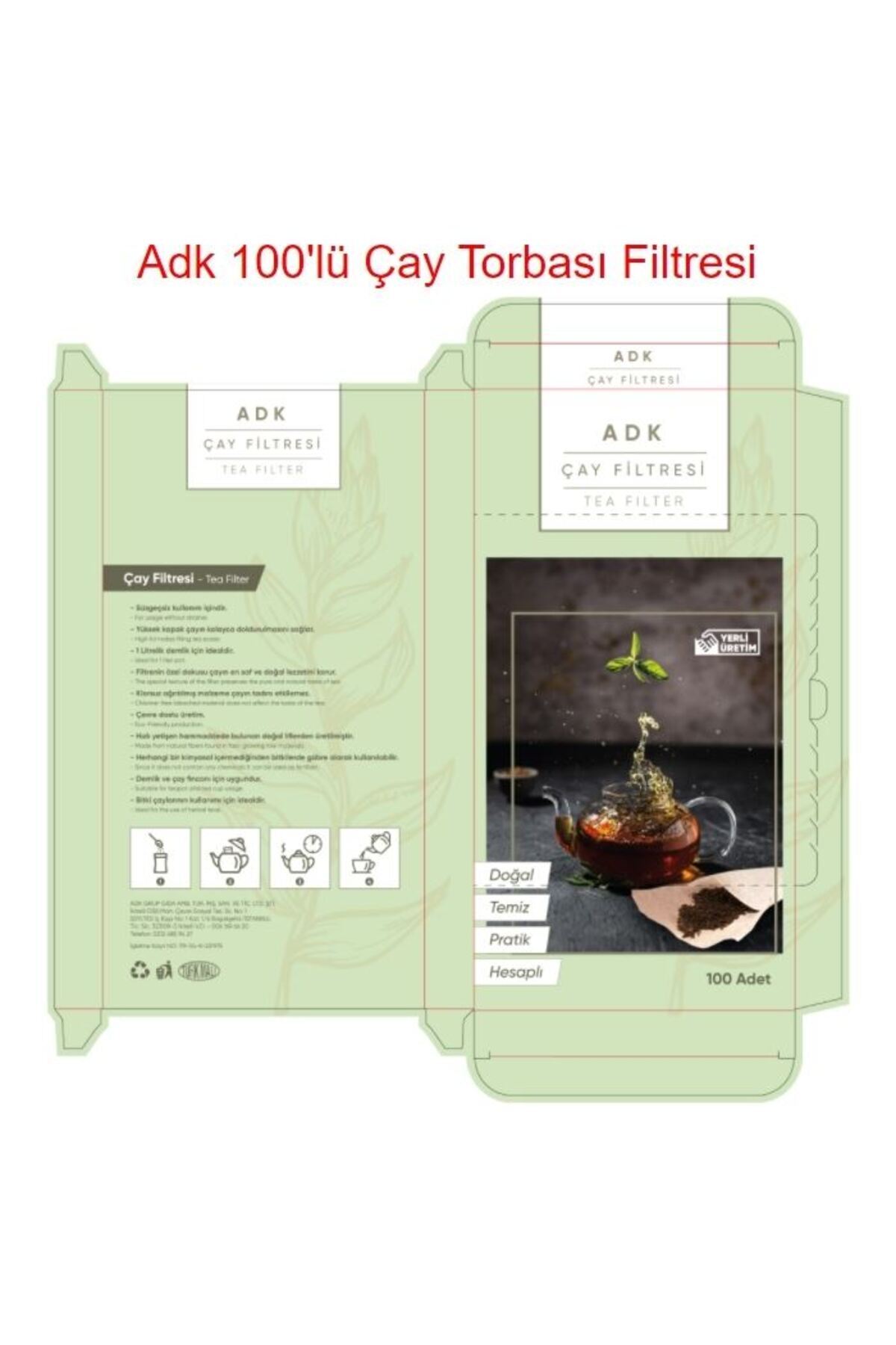 ADK 3 Paket 100 lü 300 Adet Çay Filtresi Torbası Demlik Filtre cin354-3 ...