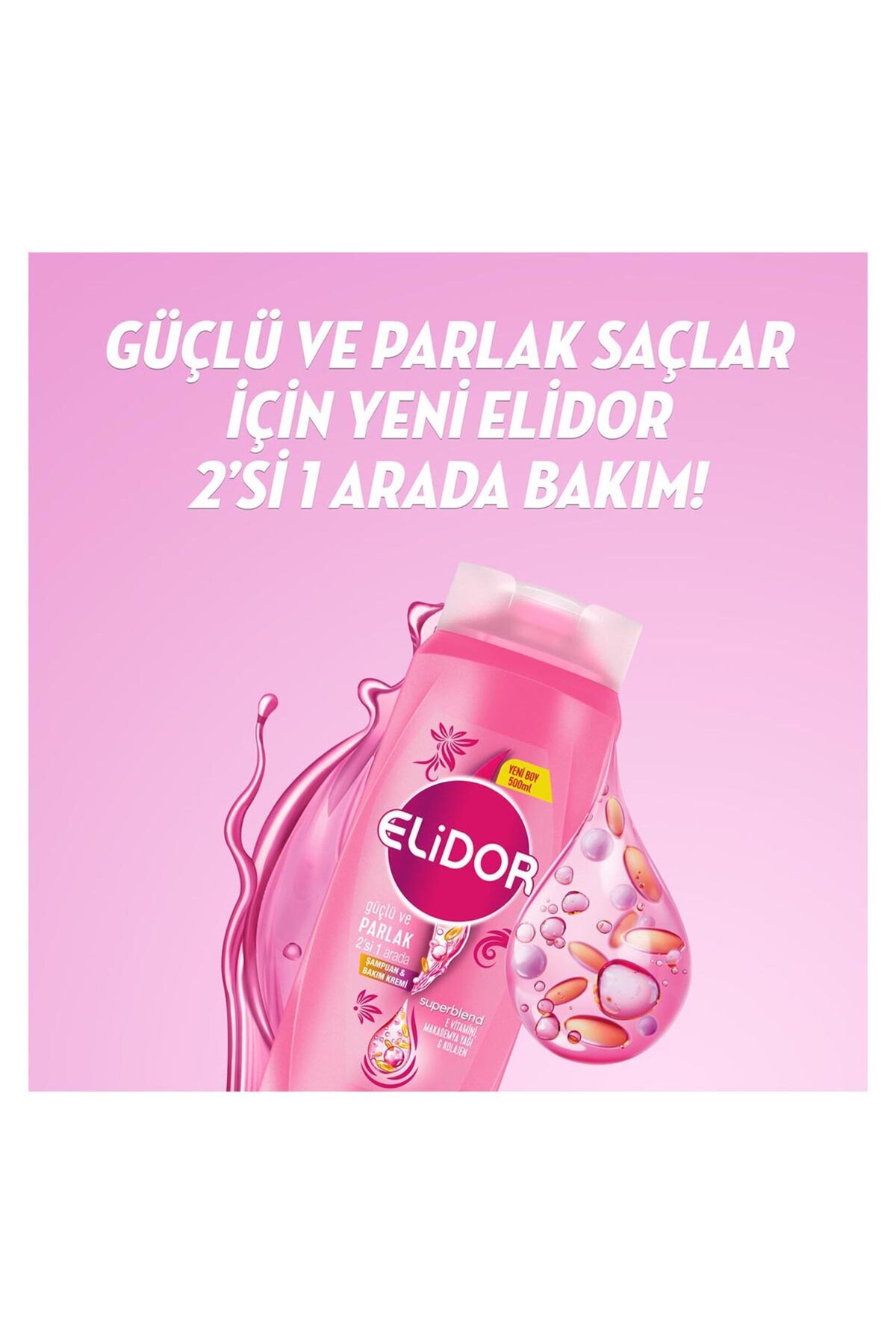 Elidor 2'si 1 Arada Şampuan ve Krem Güçlü ve Parlak 500 ML 3 Adet ...